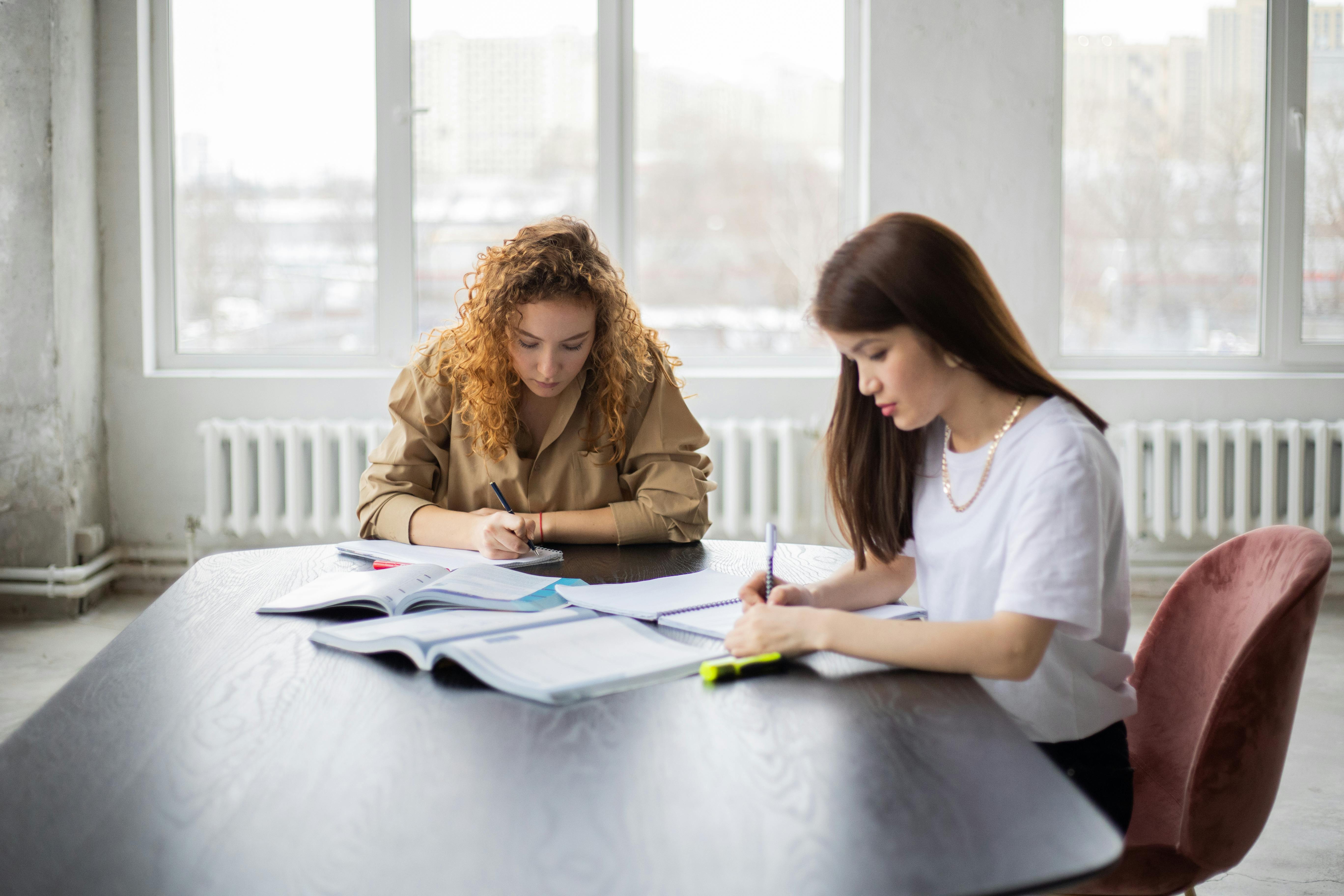 Concentrated students studying in light workspace in daytime · Free ...
