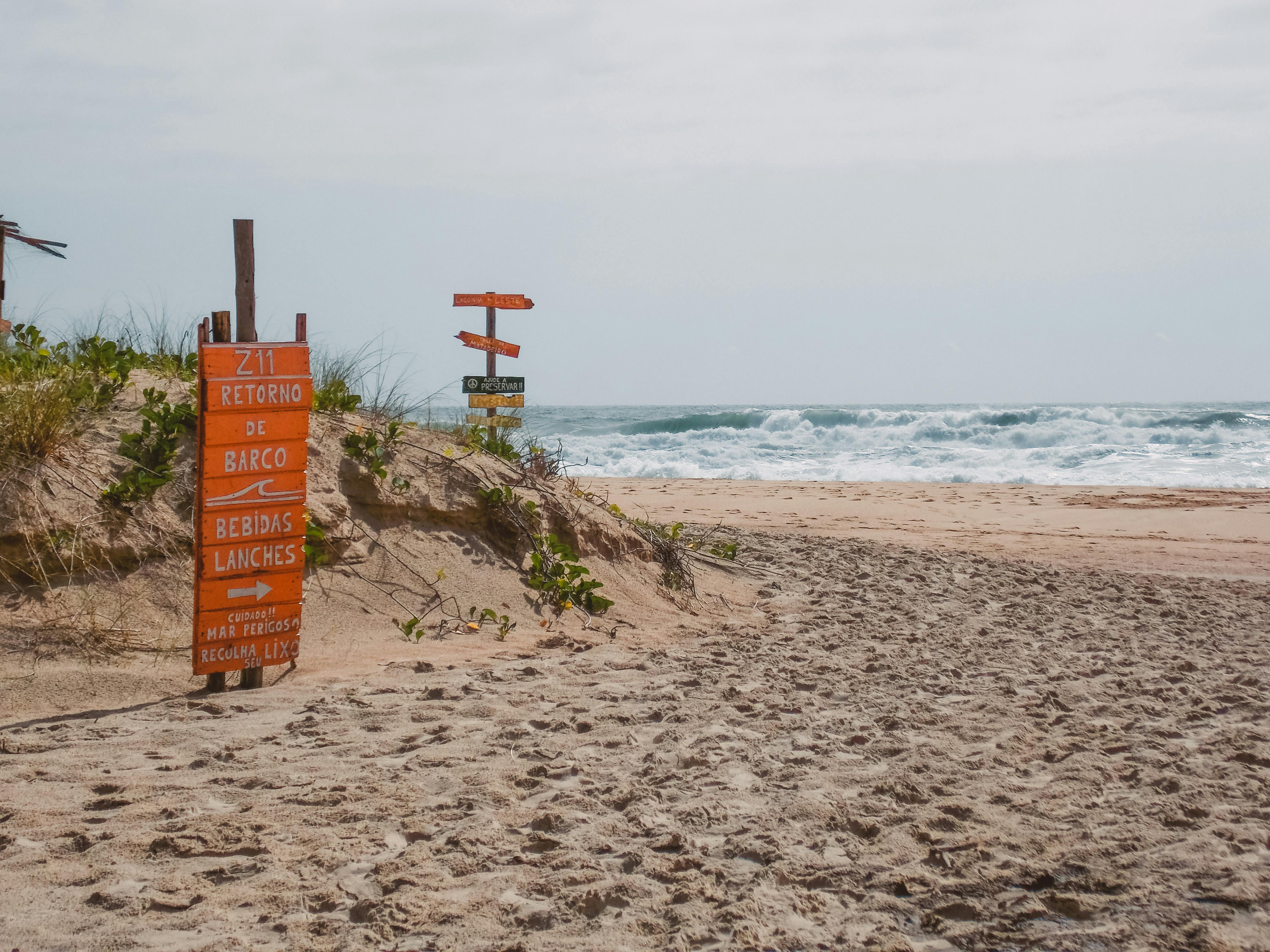 Photograph of Orange Signages on a Beach · Free Stock Photo