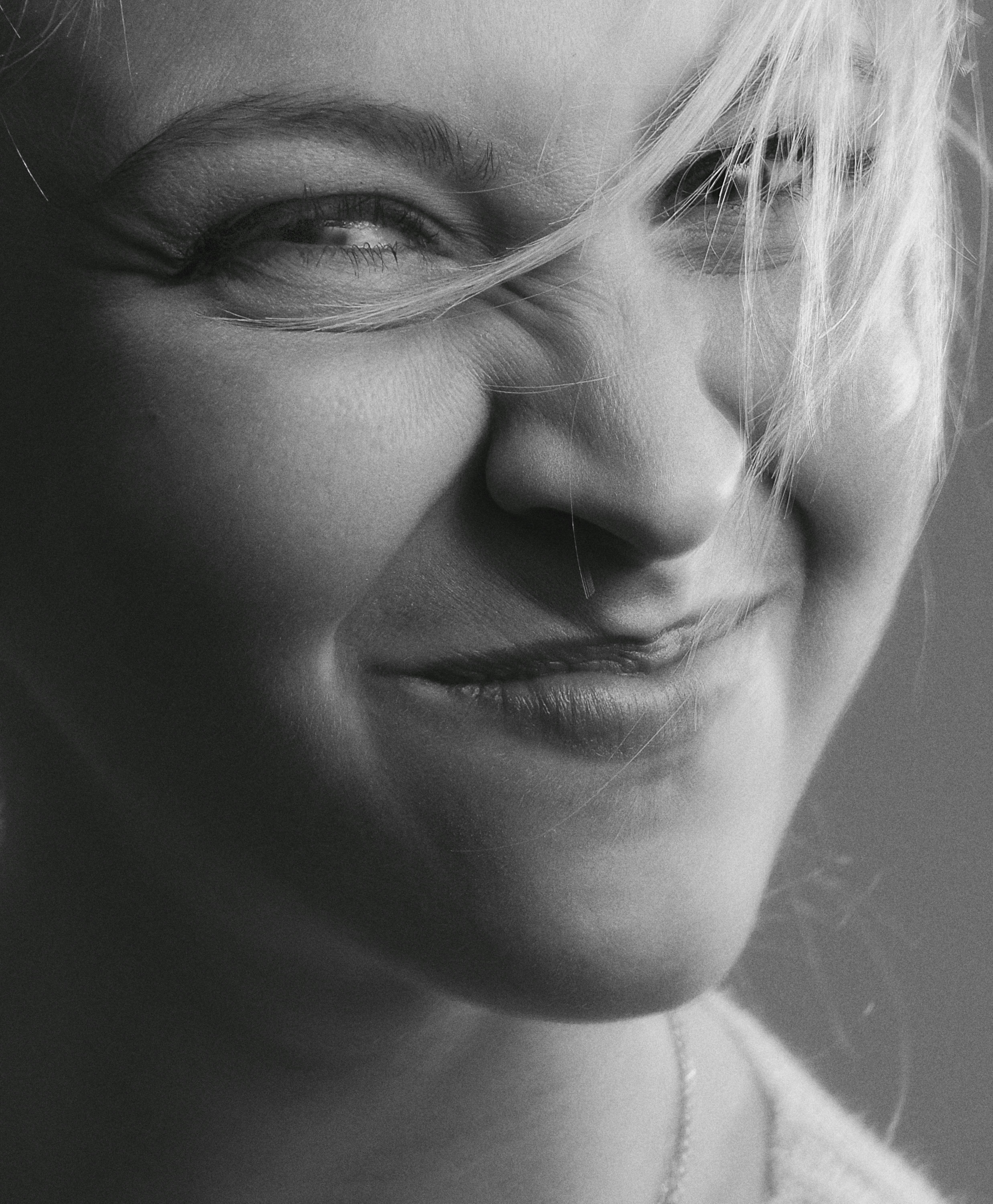 Grayscale Photo of Woman's Face · Free Stock Photo