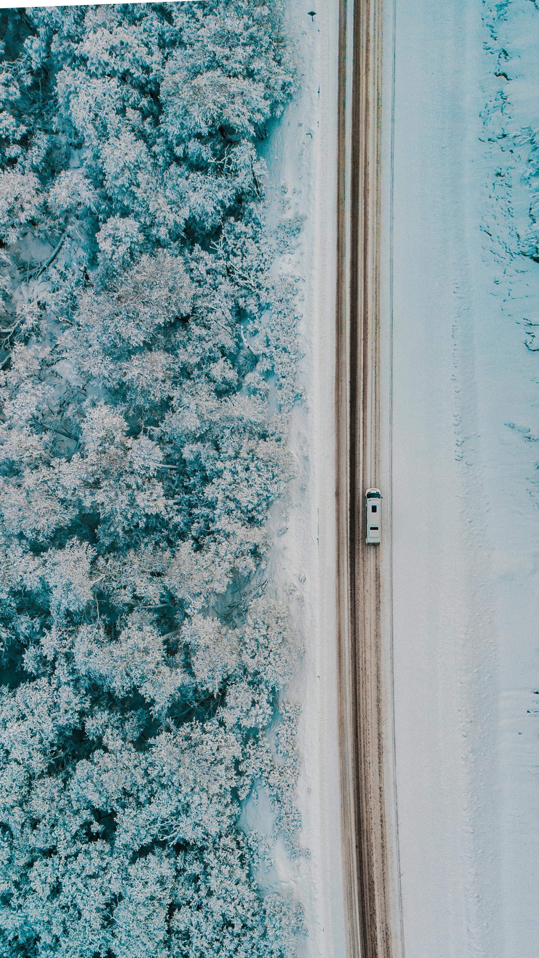 Car Driving in Winter Landscape · Free Stock Photo