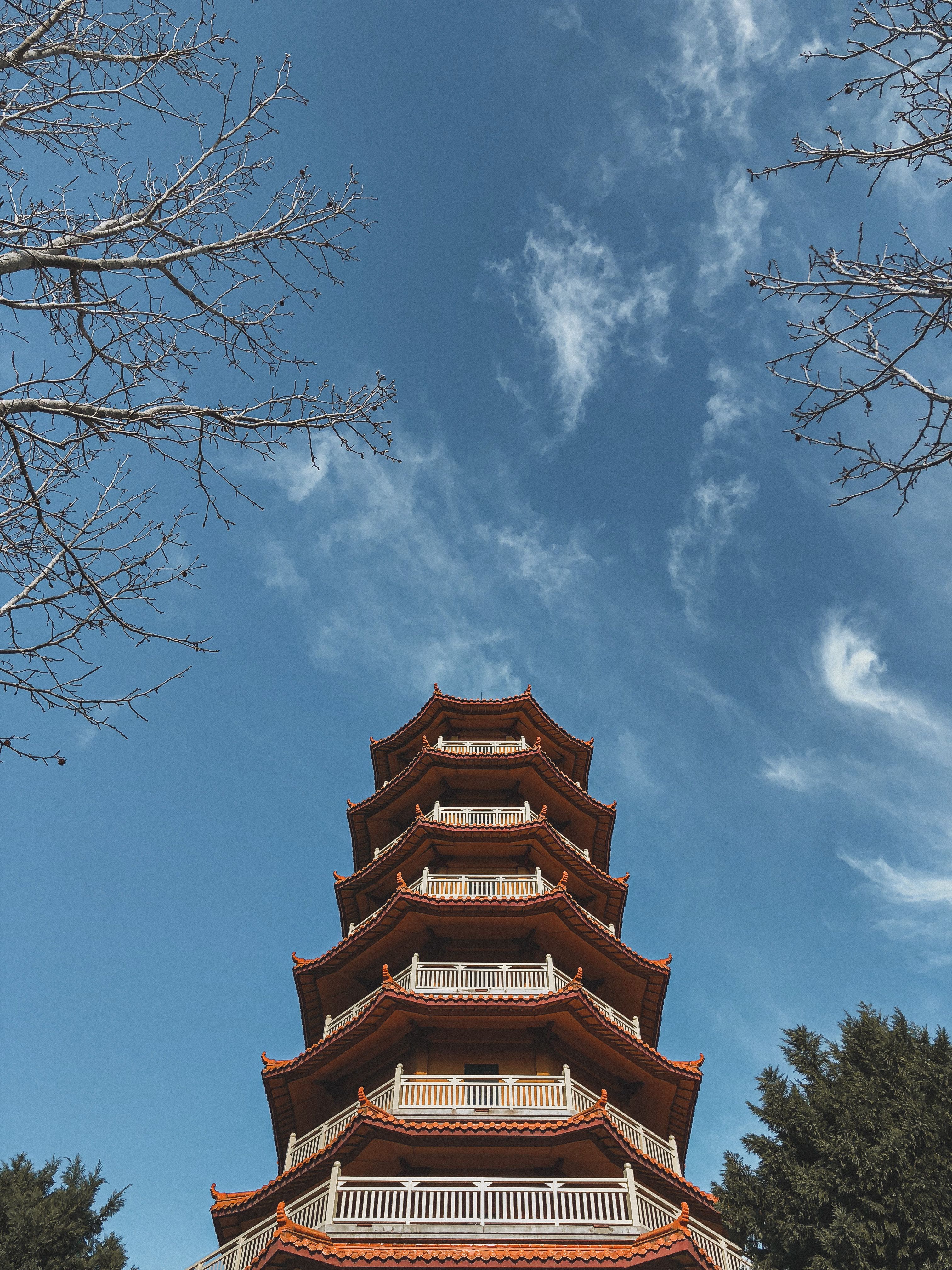 A Low-shot Angle of a Chinese Temple Under the Sky · Free Stock Photo