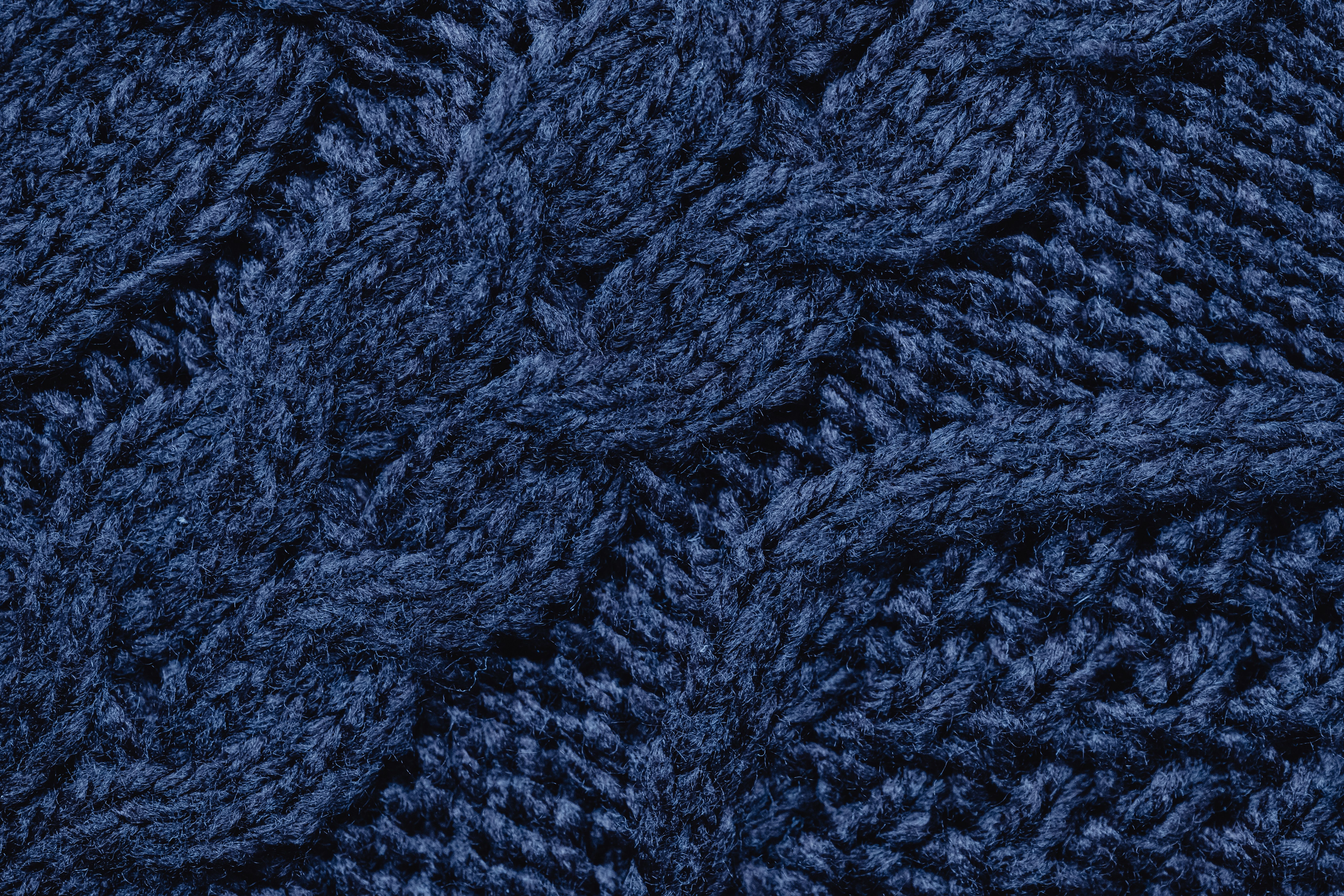 Macro Photography of Dark Blue Wool · Free Stock Photo