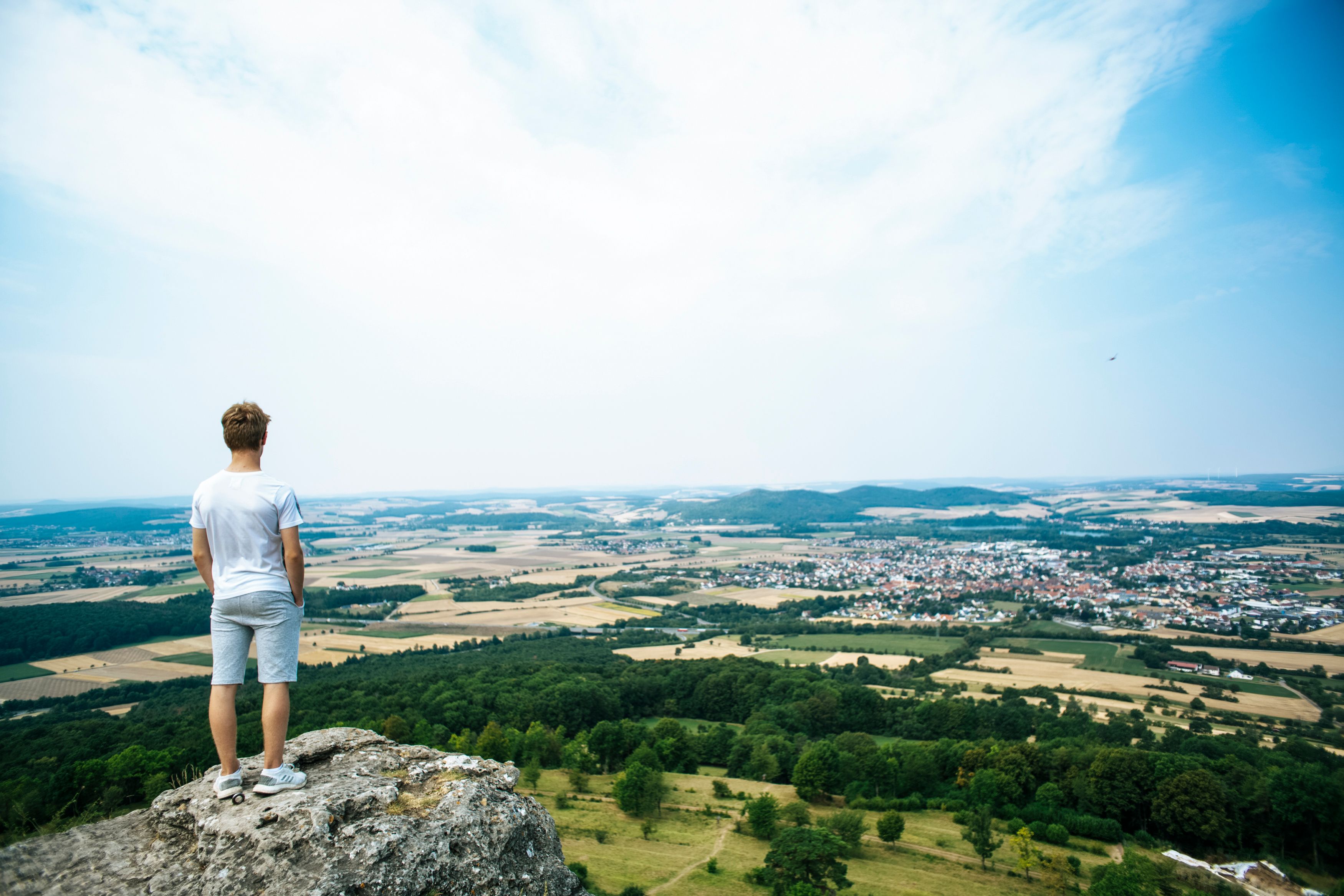 Man Looking at Mountains Valley · Free Stock Photo
