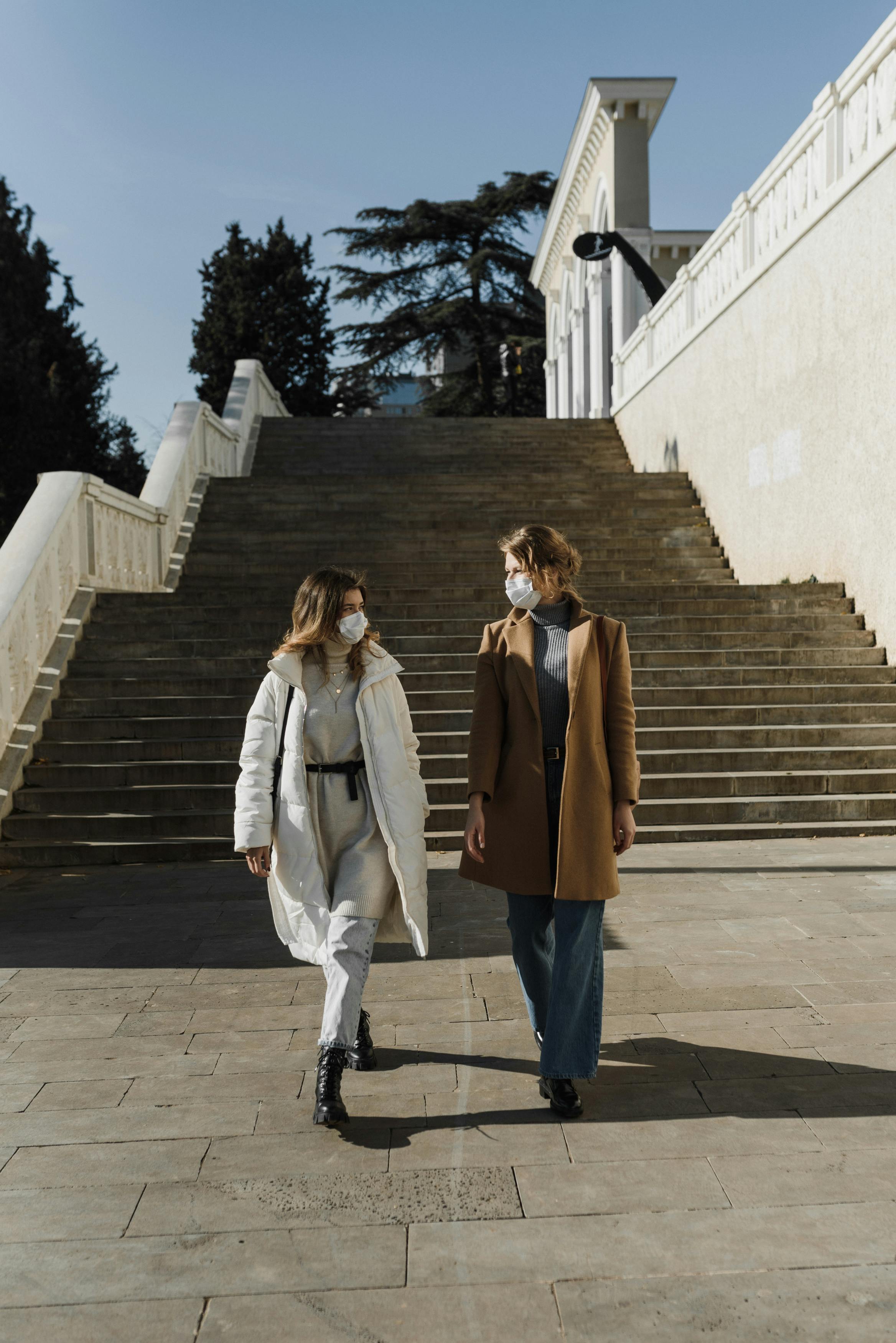 Women Wearing Face Masks Walking Together · Free Stock Photo