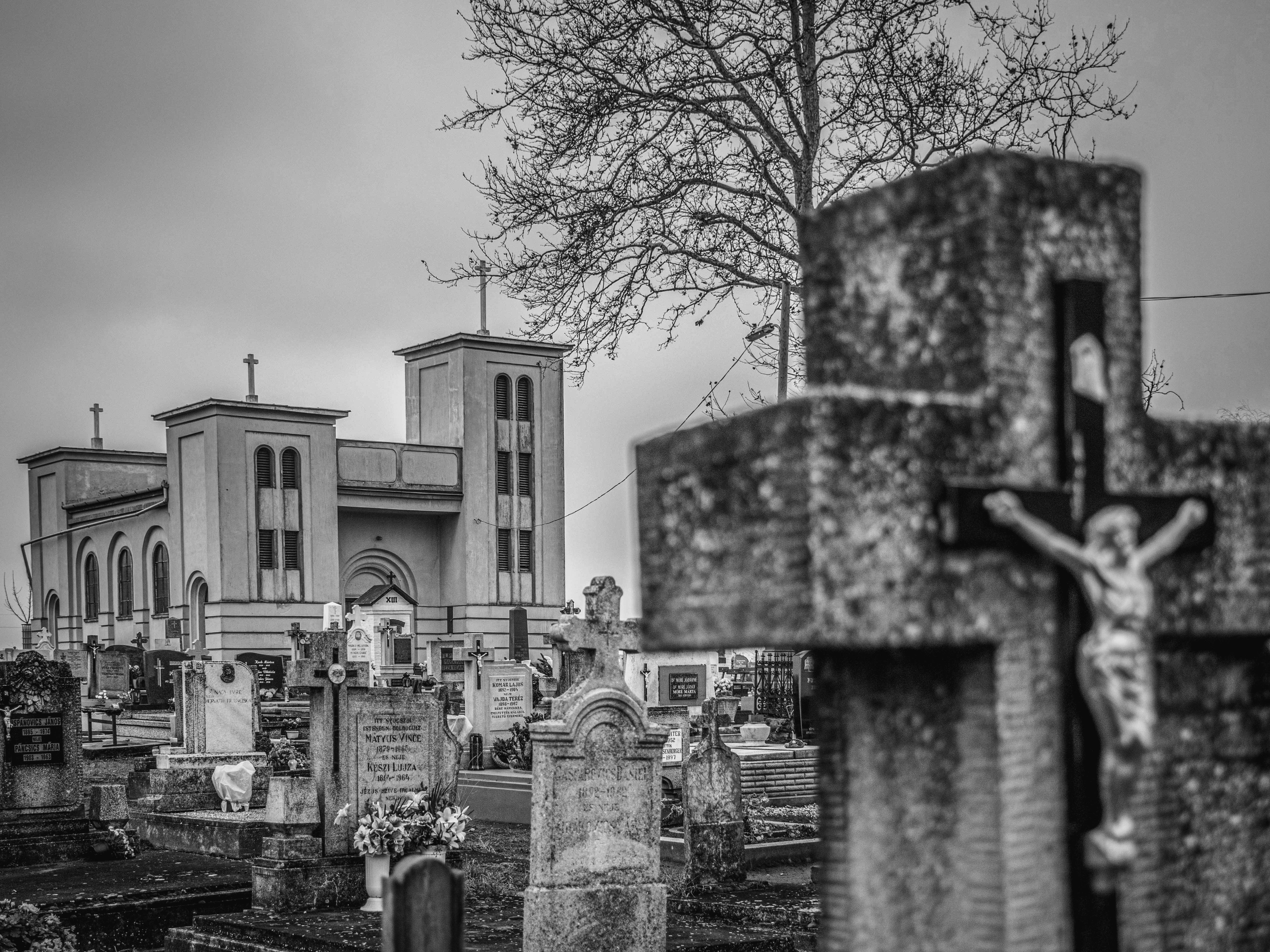 Grayscale Photo of Cemetery · Free Stock Photo