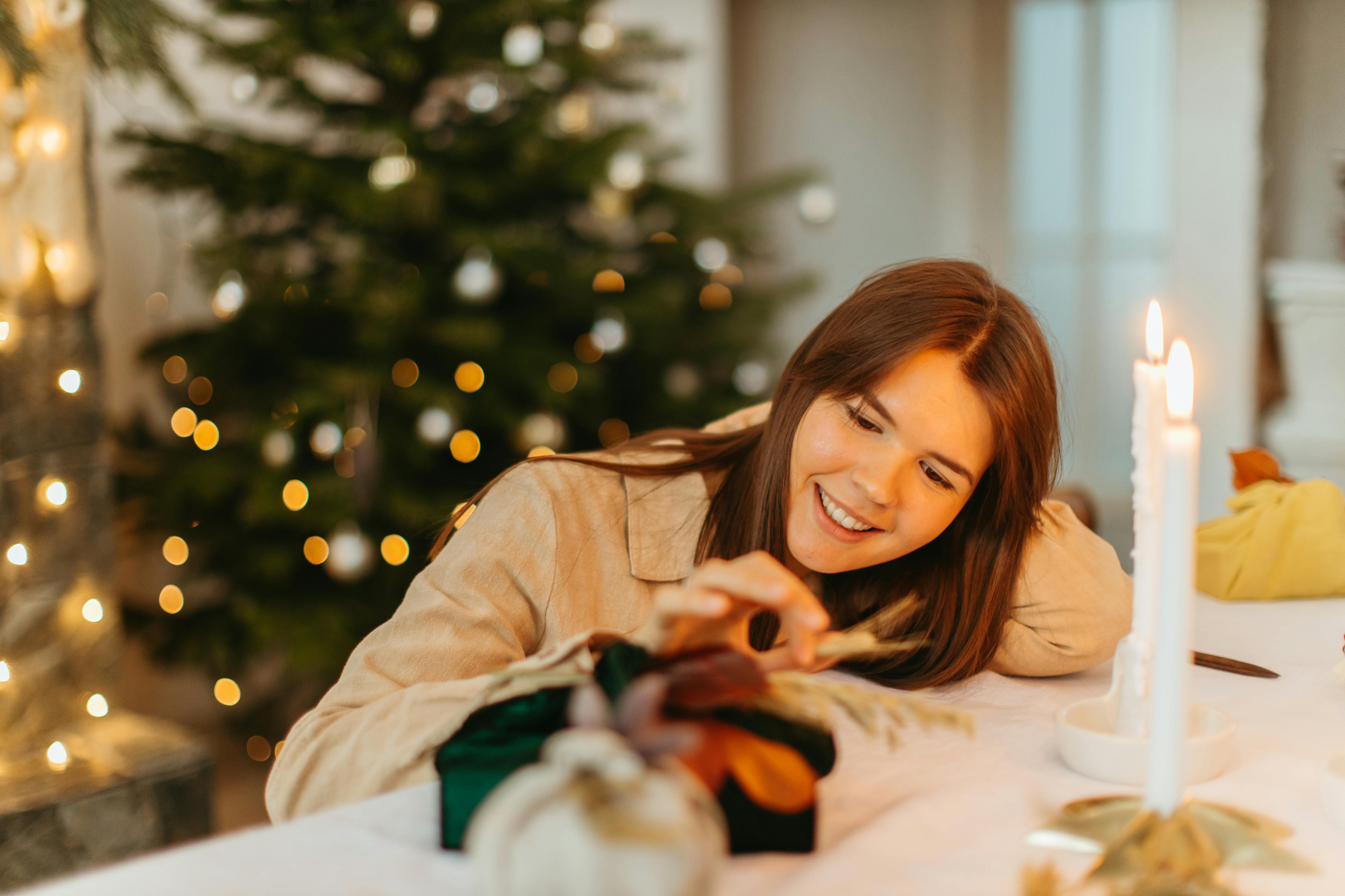 Woman Leaning on Table Top · Free Stock Photo