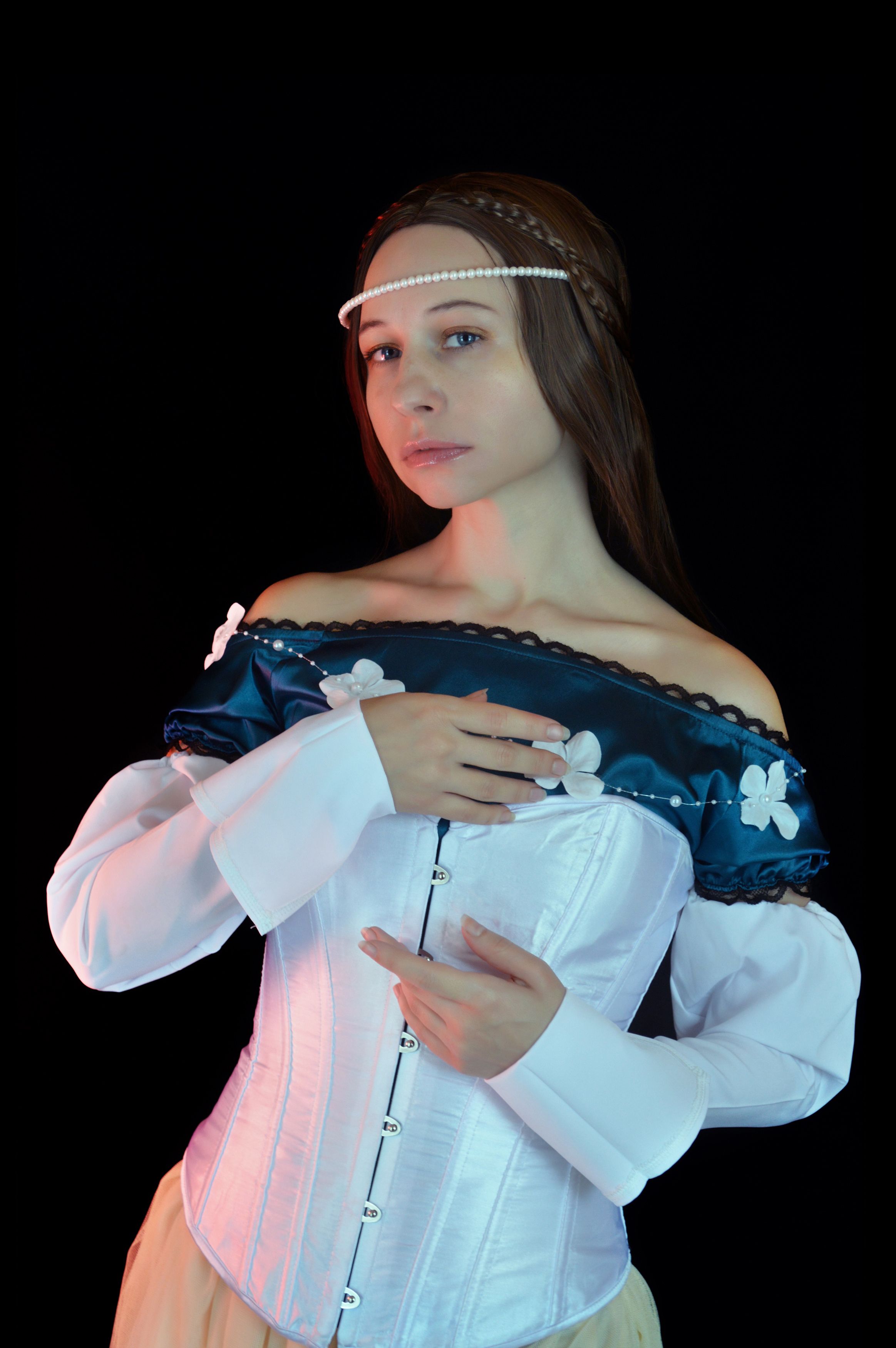 Graceful woman in dress in dark studio · Free Stock Photo