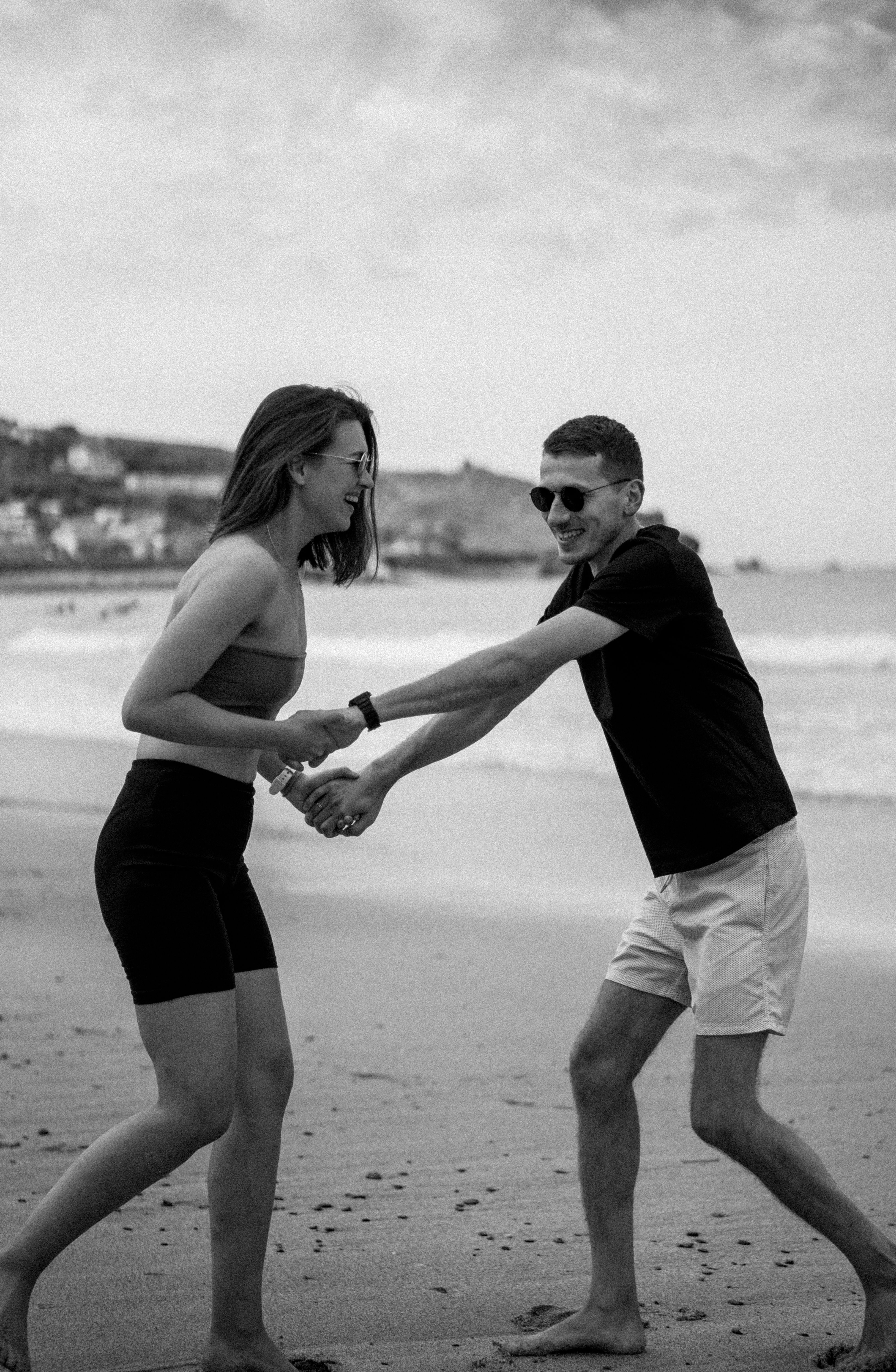 Man And Woman Beach Playing Couple Enjoying Happy Beach Photos ...