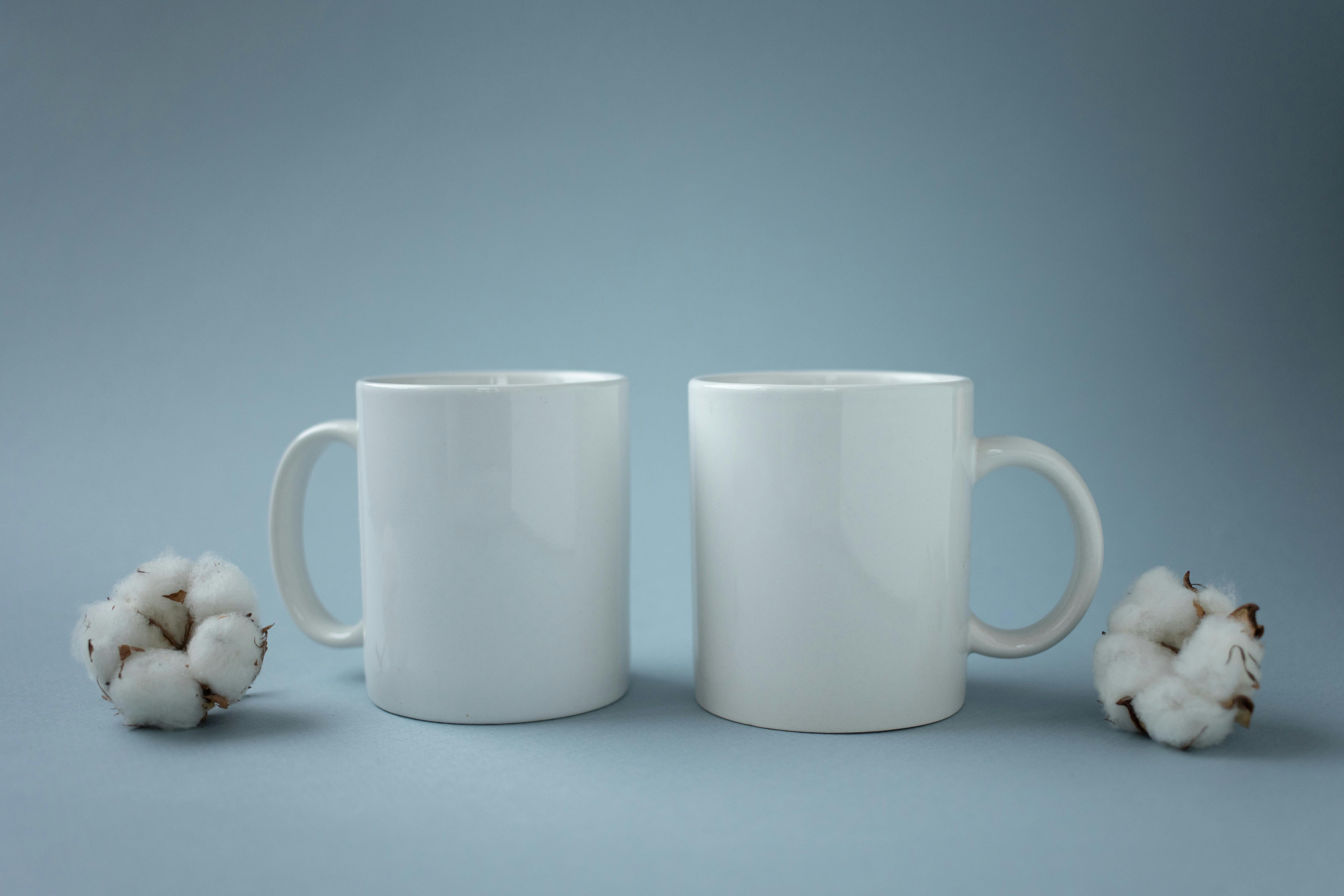 Ceramic Mugs and Cotton Balls · Free Stock Photo