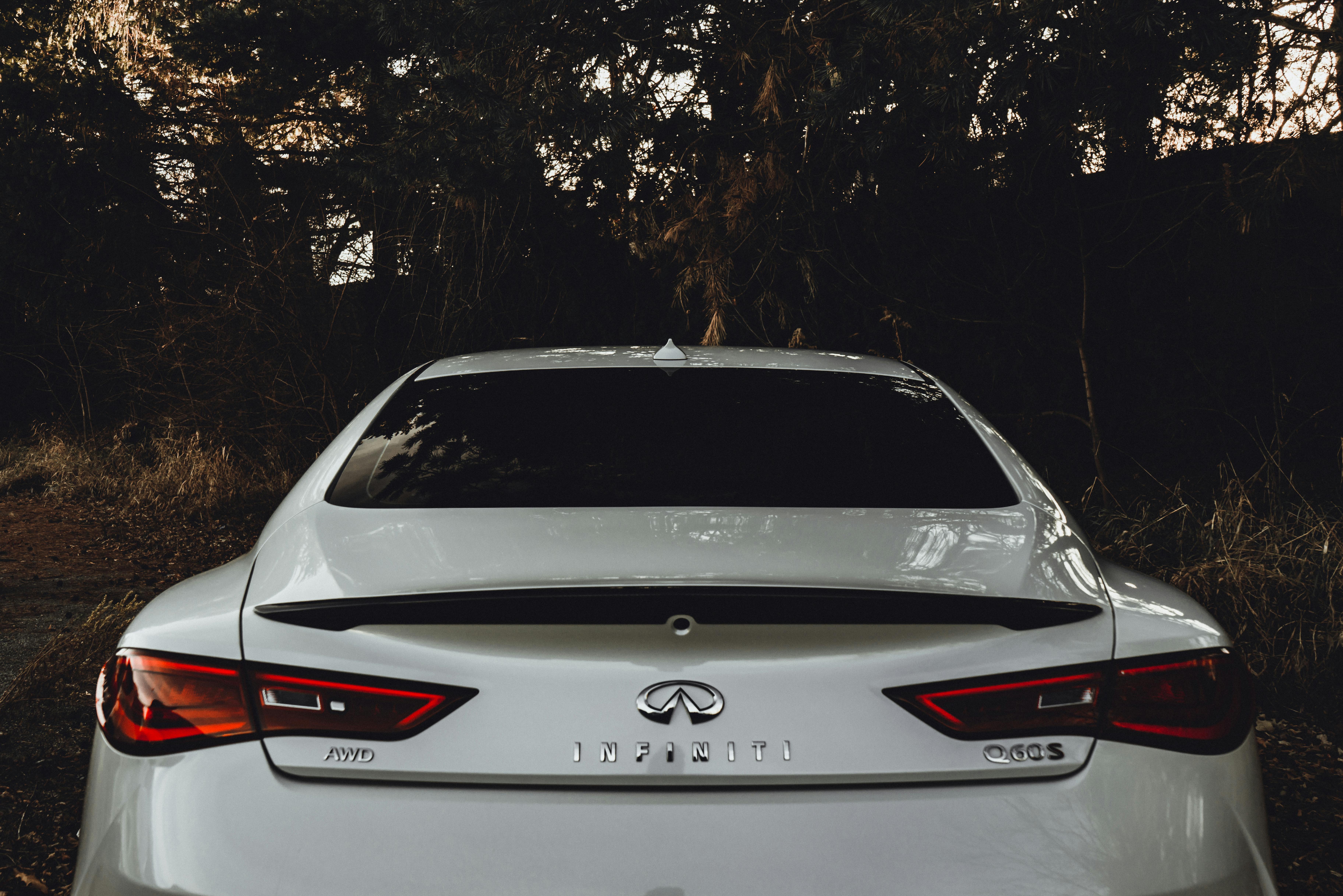 Rear End of a White Infiniti Q60 · Free Stock Photo