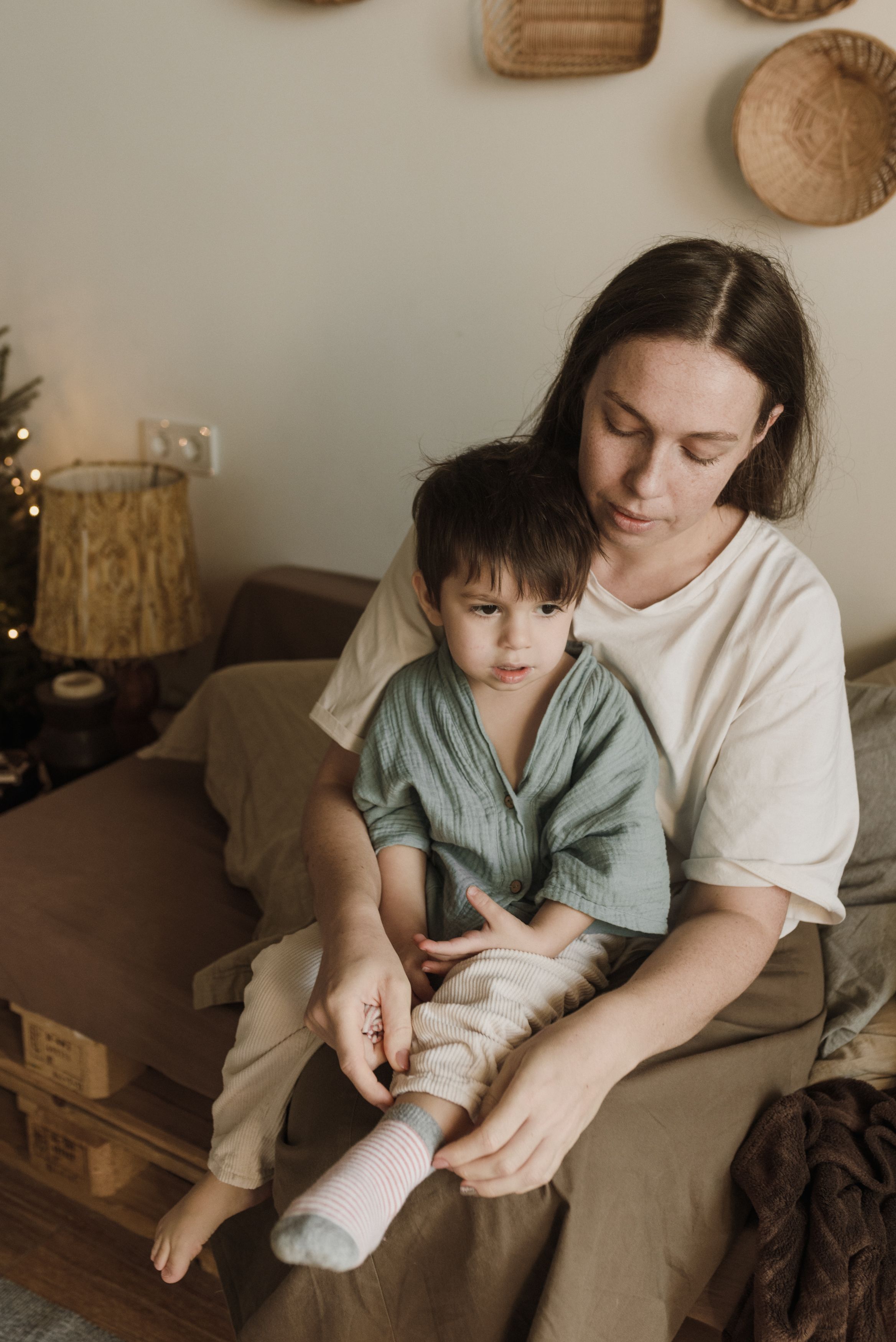 Mother and Child Sitting on a Chair · Free Stock Photo