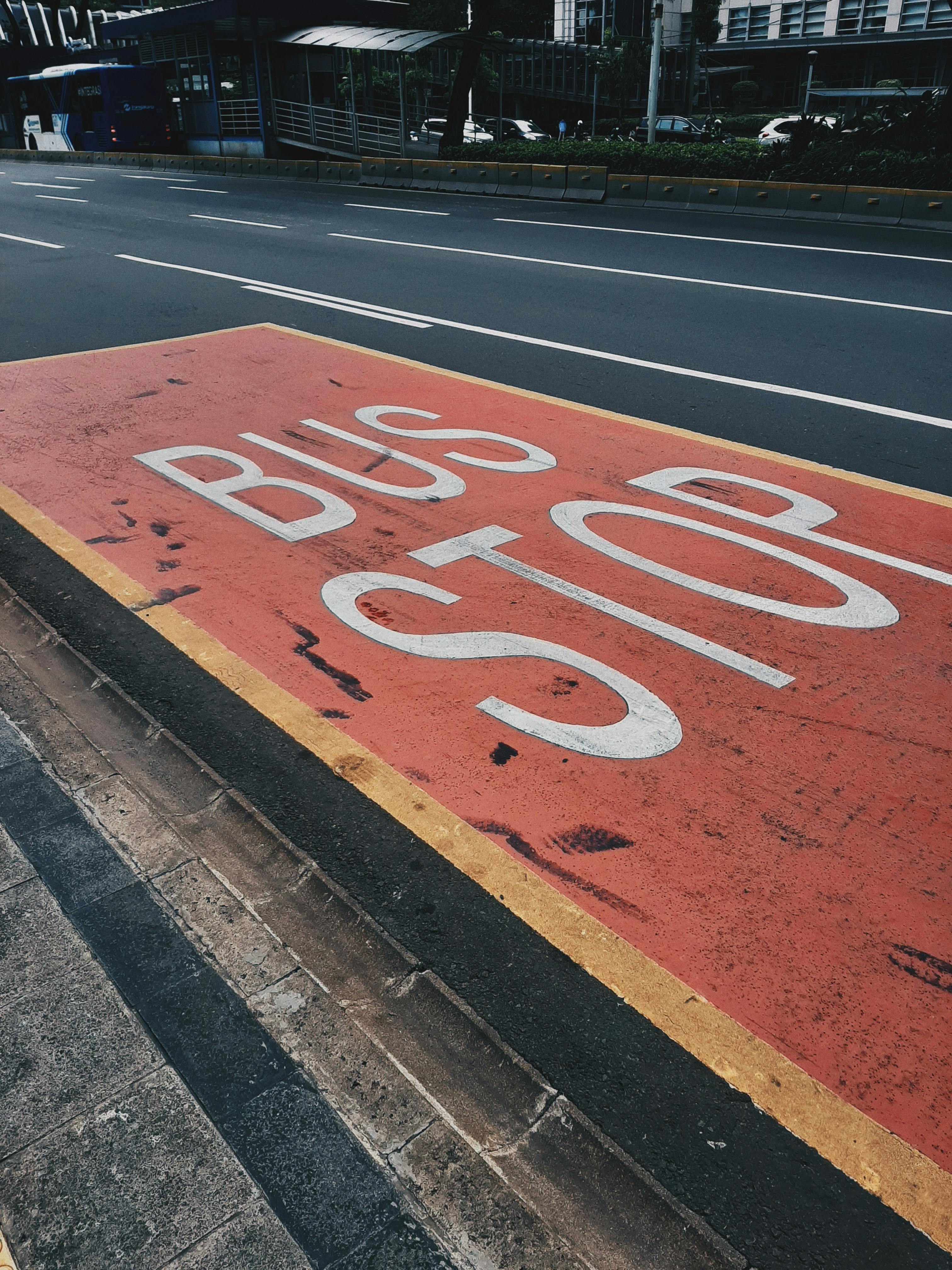 A Bus Stop Section of the Road · Free Stock Photo