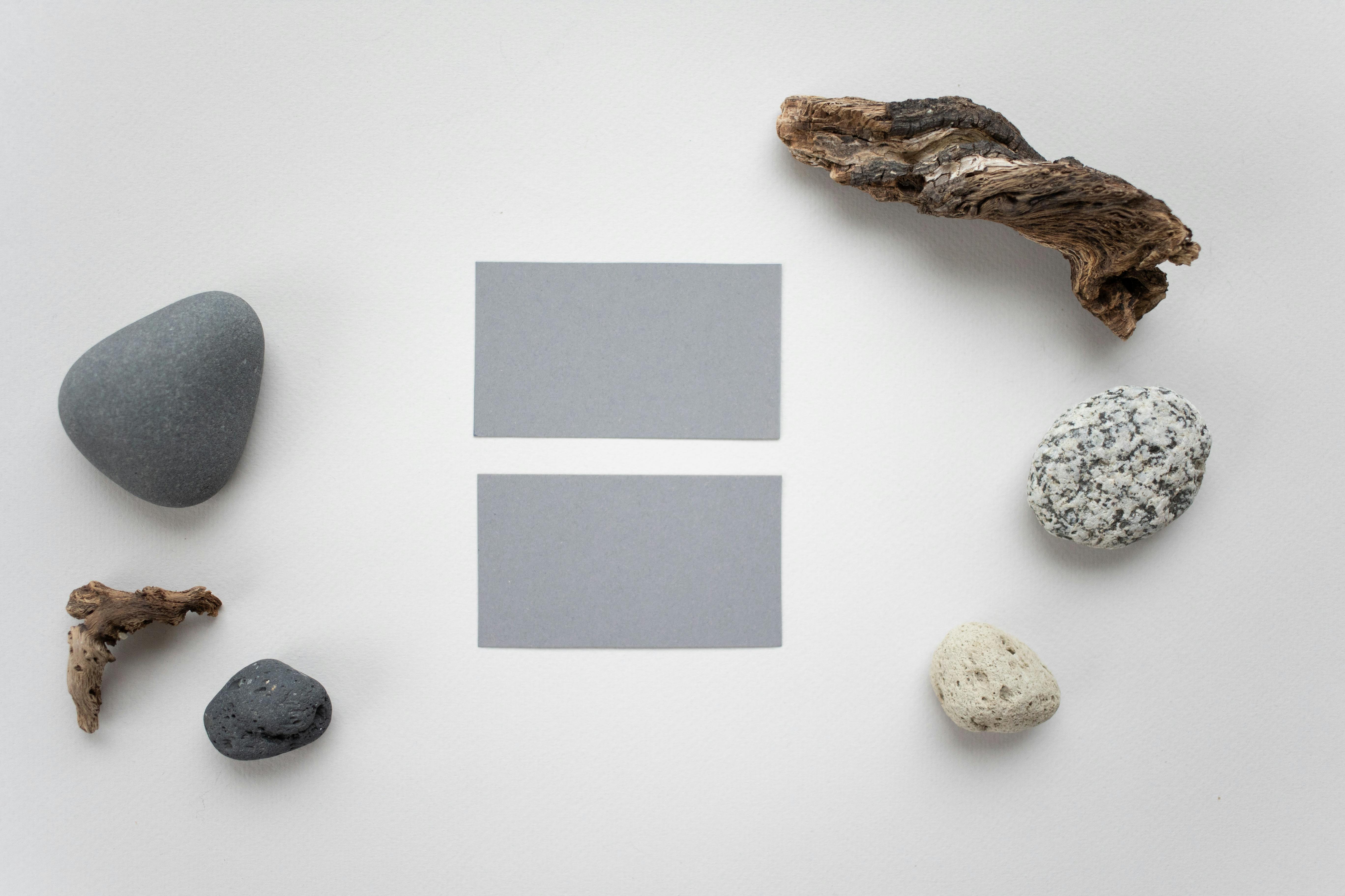 Blank Business Cards on Grey Back · Free Stock Photo