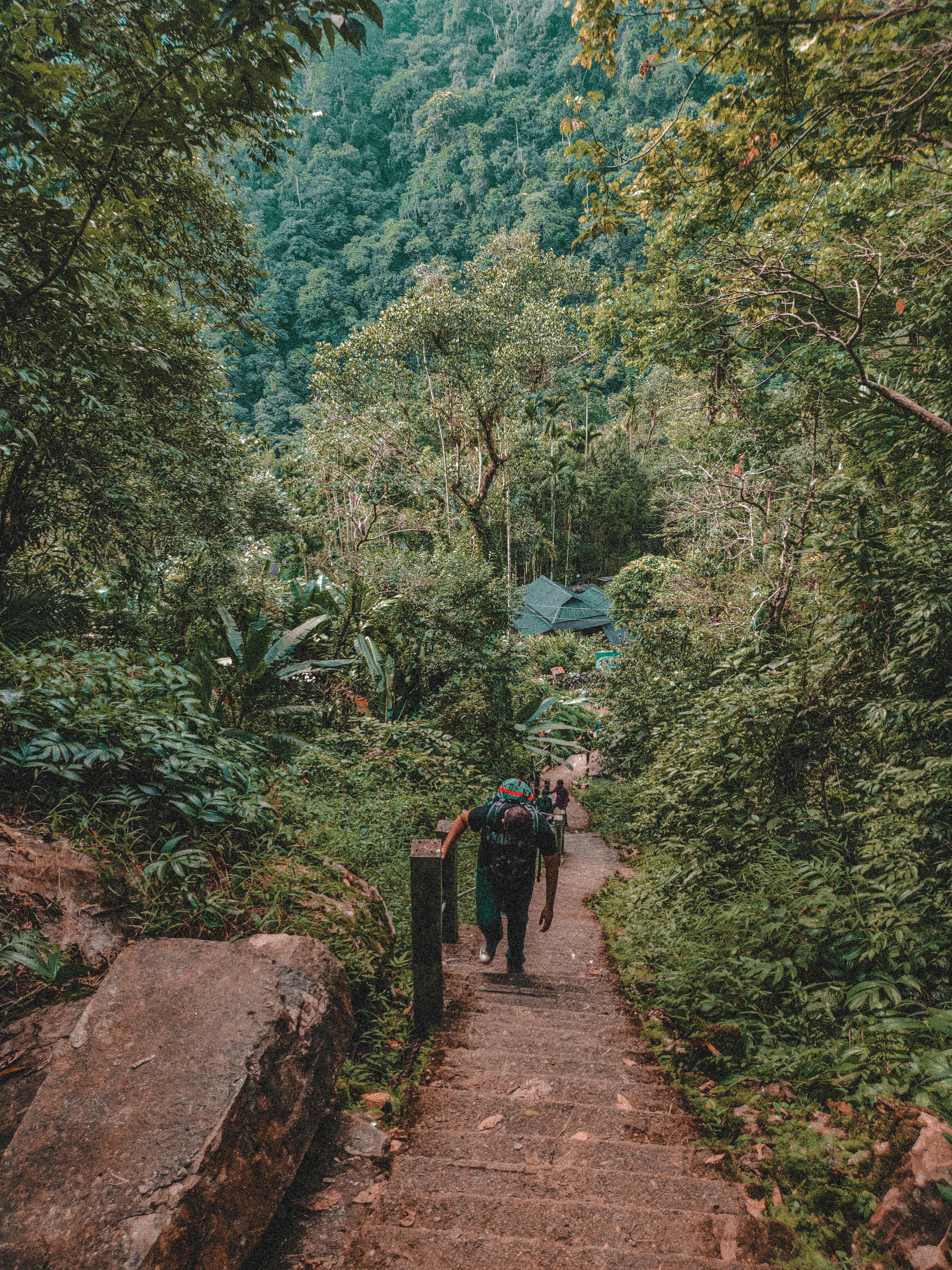 Person Climbs Up the Stone Stairs in Mountains · Free Stock Photo