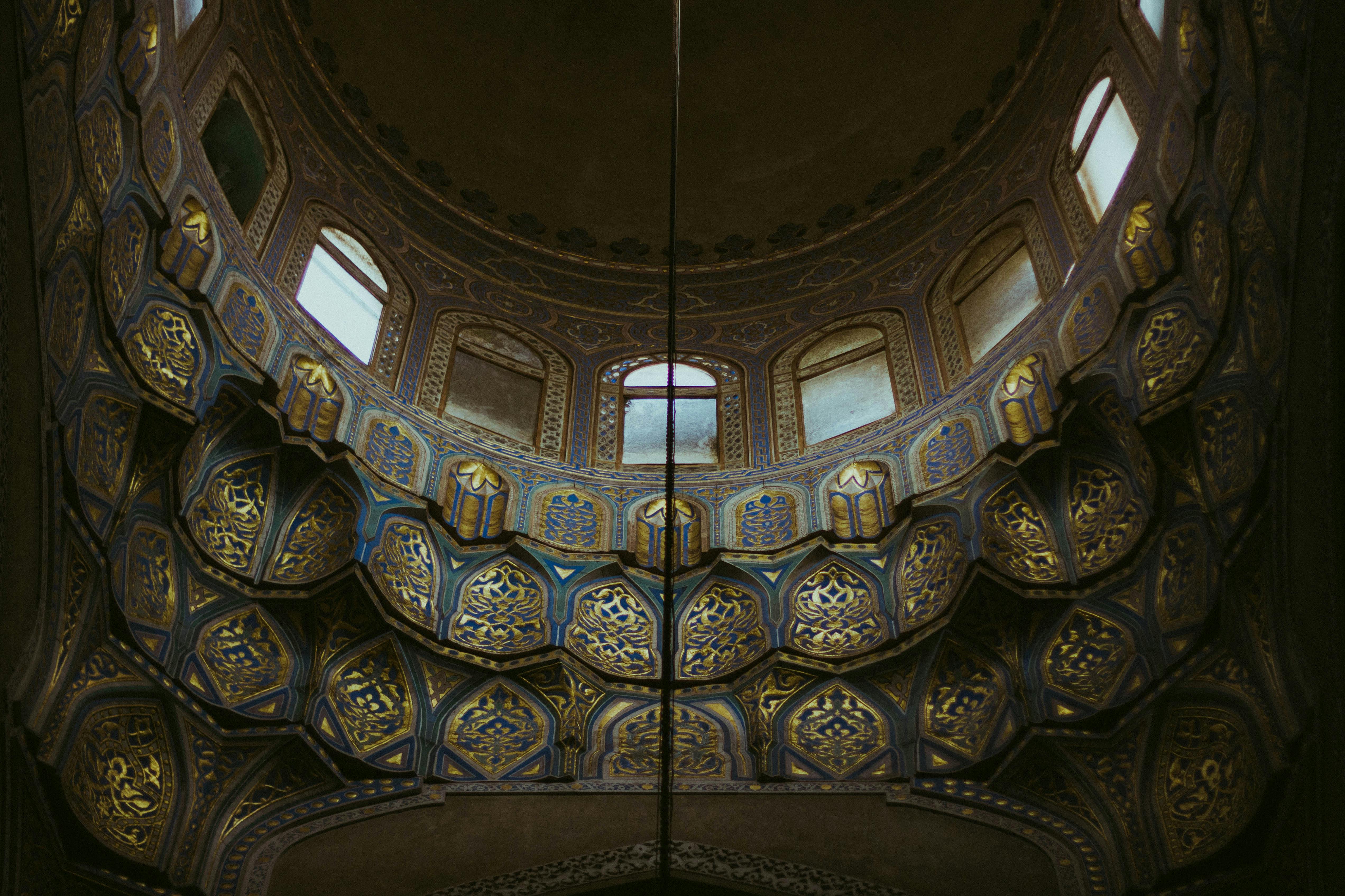 A Blue and Gold Ceiling of a Mosque in Egypt · Free Stock Photo