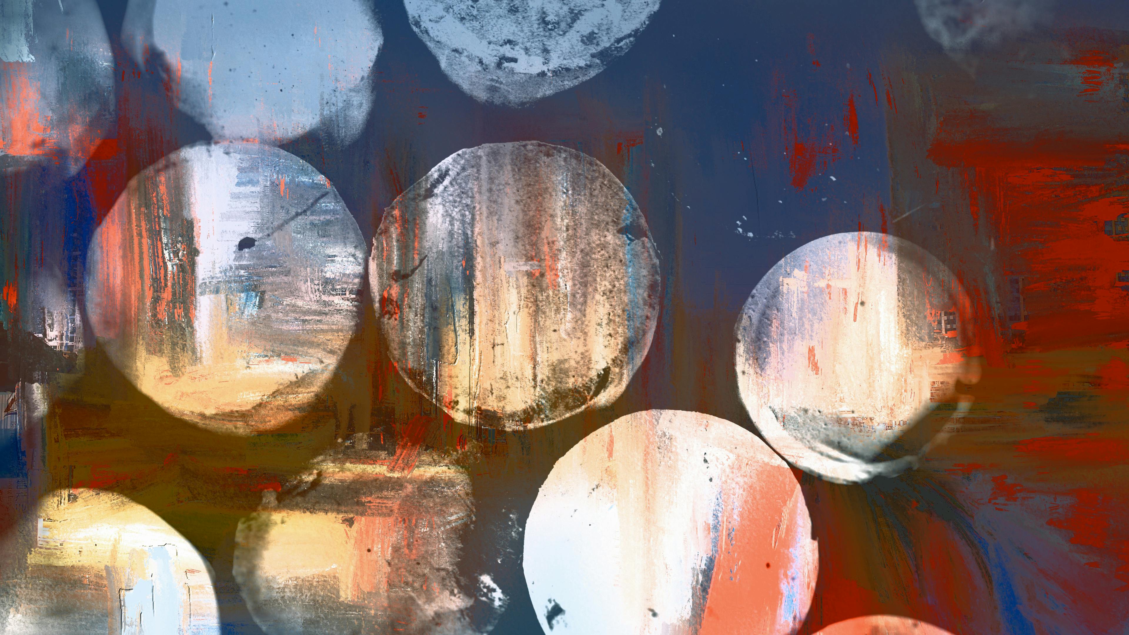 Abstract Painting with Circular Shapes · Free Stock Photo