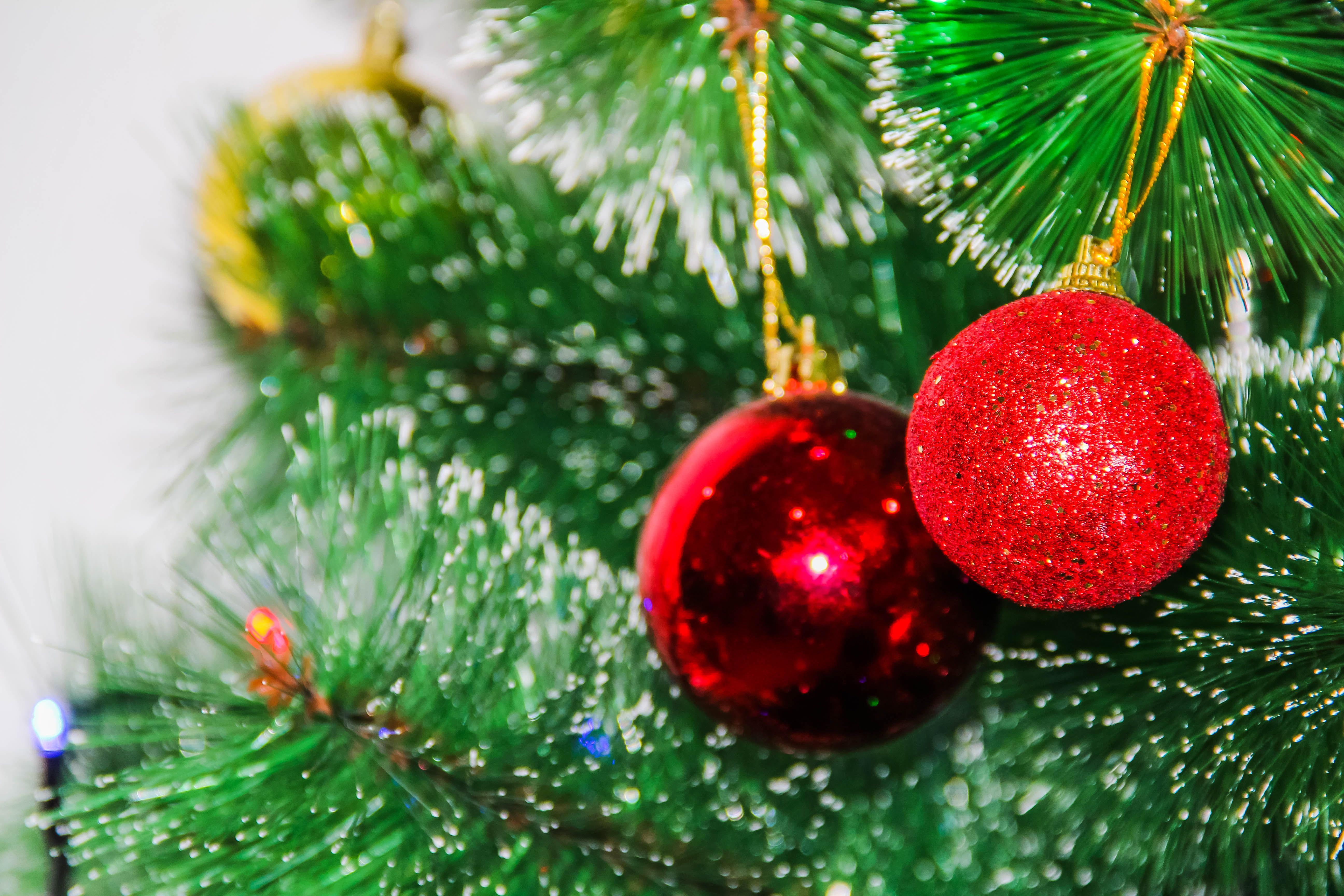 Close-up of Christmas Ornaments on Table · Free Stock Photo