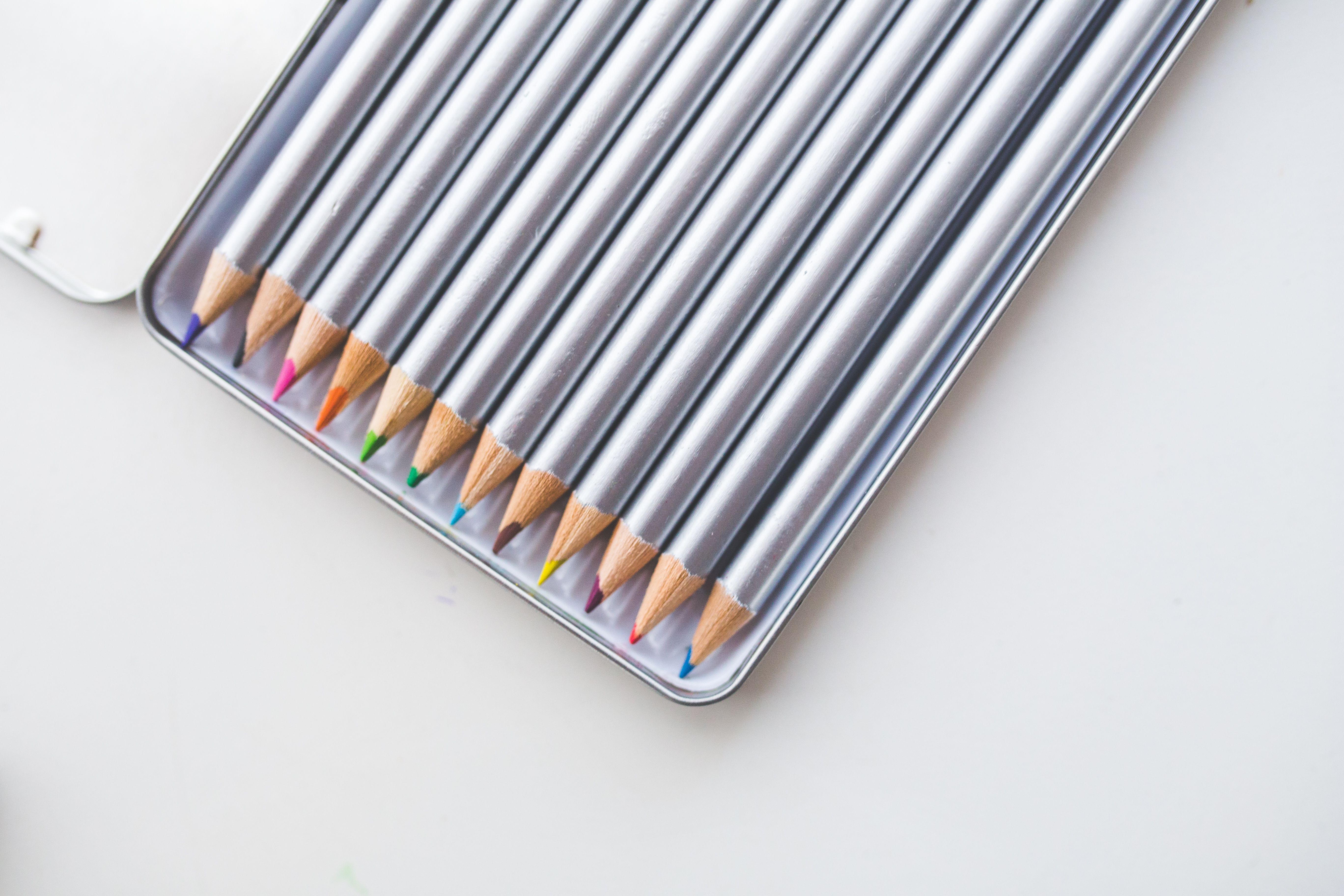 Multi Colored Pencils over White Background · Free Stock Photo
