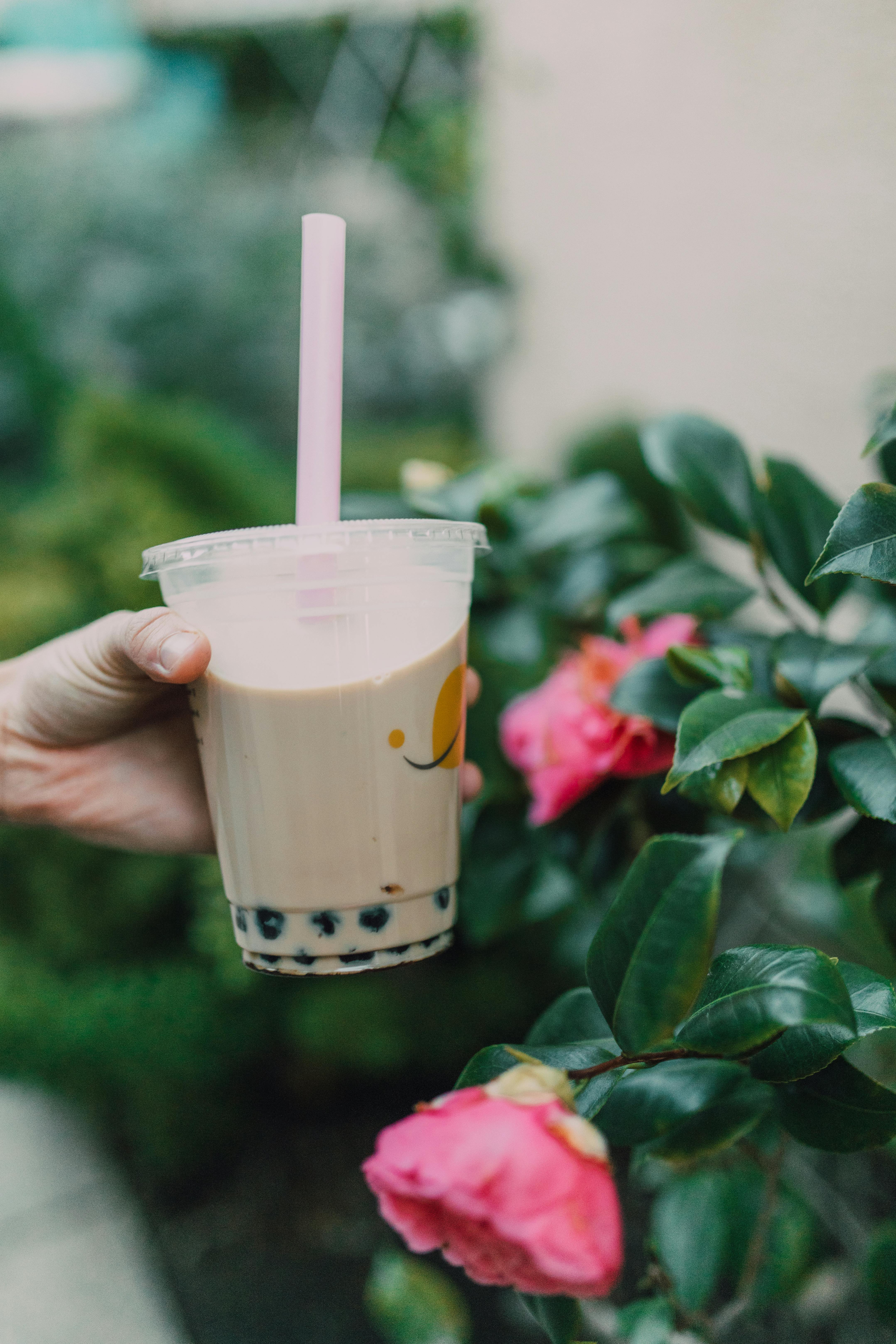 A Hand Holding a Plastic Cup with Milk Tea · Free Stock Photo