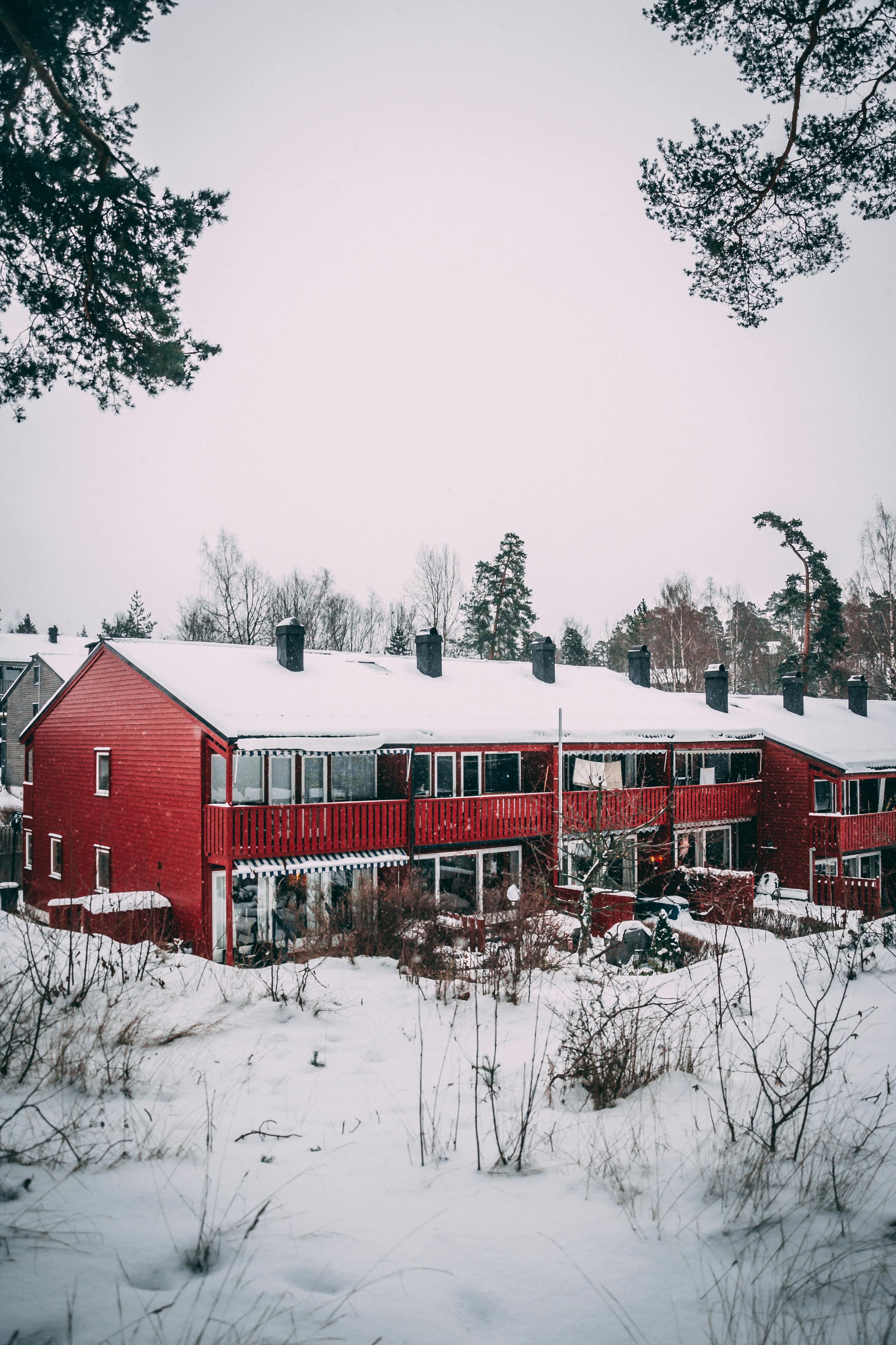 Snow Covered Apartment Building · Free Stock Photo