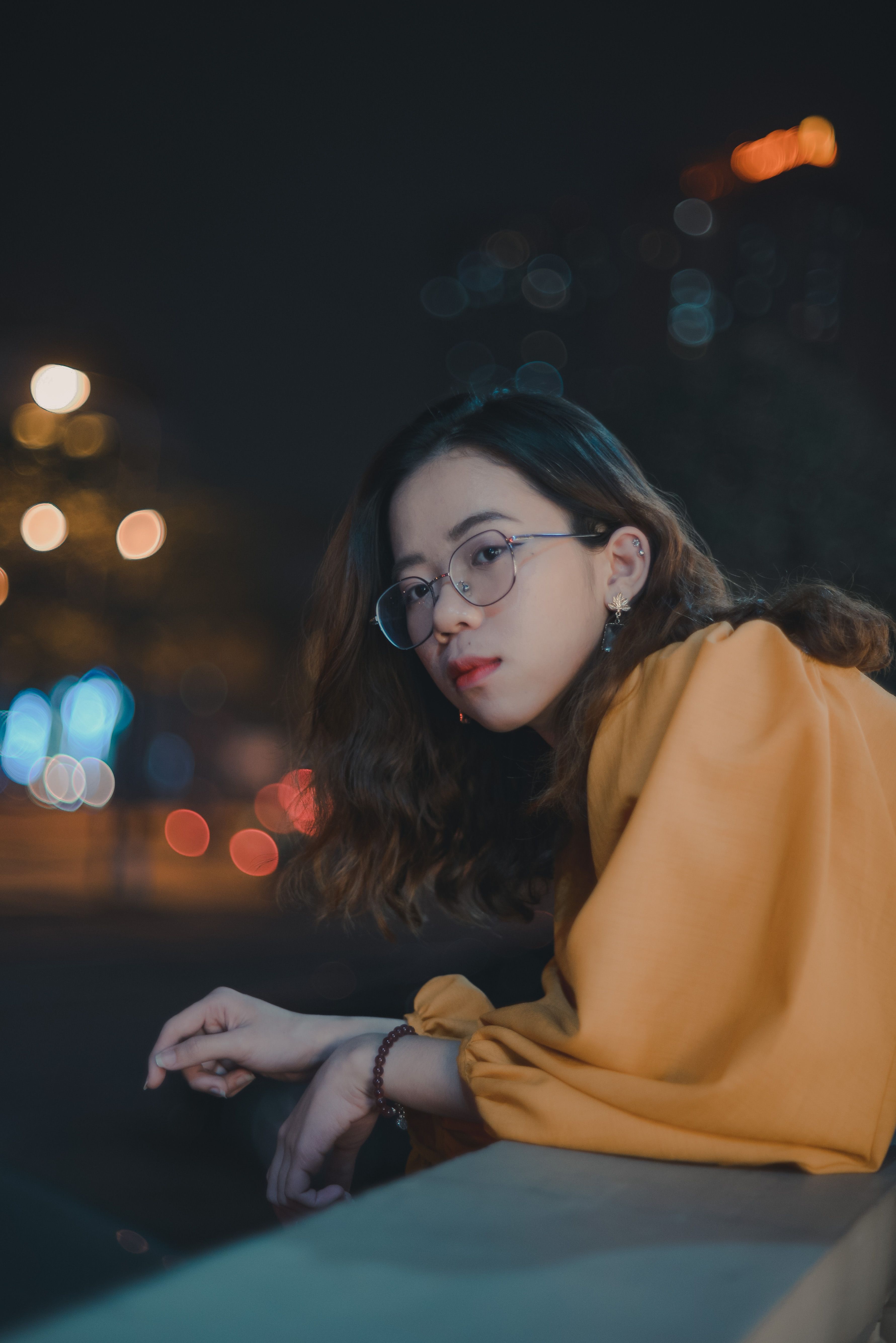 Girl Posing Outdoors at Night · Free Stock Photo