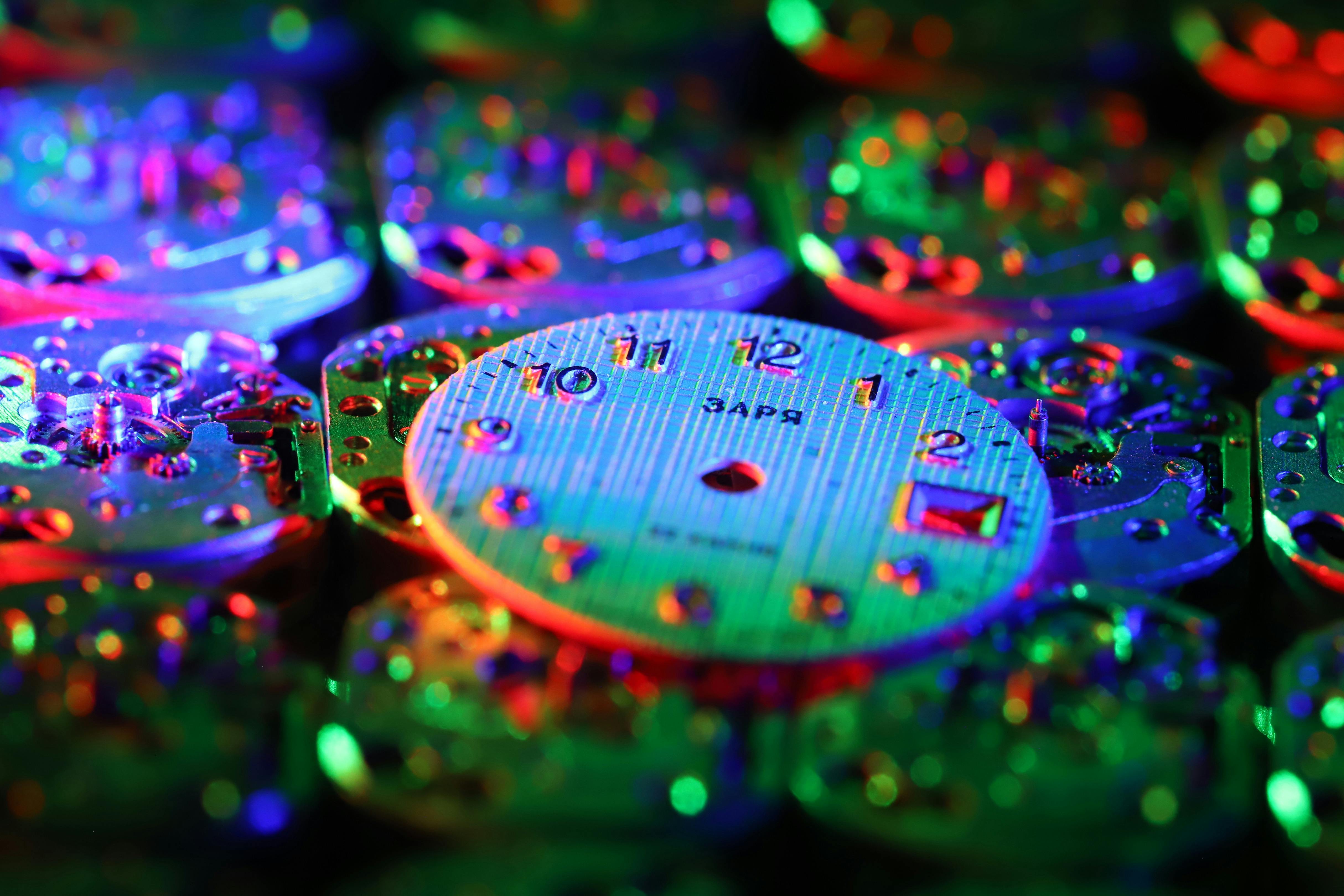 Modern clock on white wall · Free Stock Photo