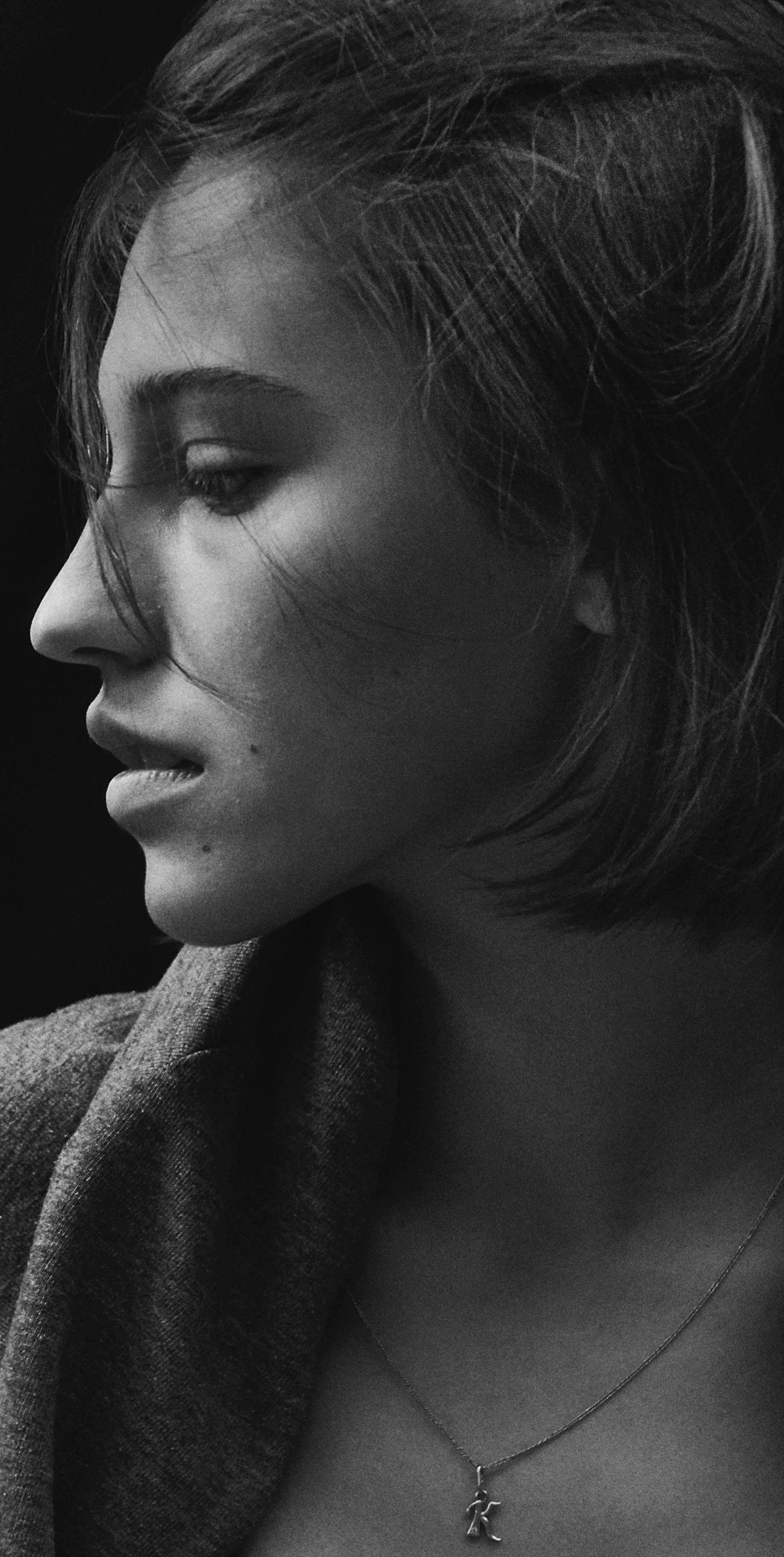 Grayscale Photo of Woman's Side Face · Free Stock Photo