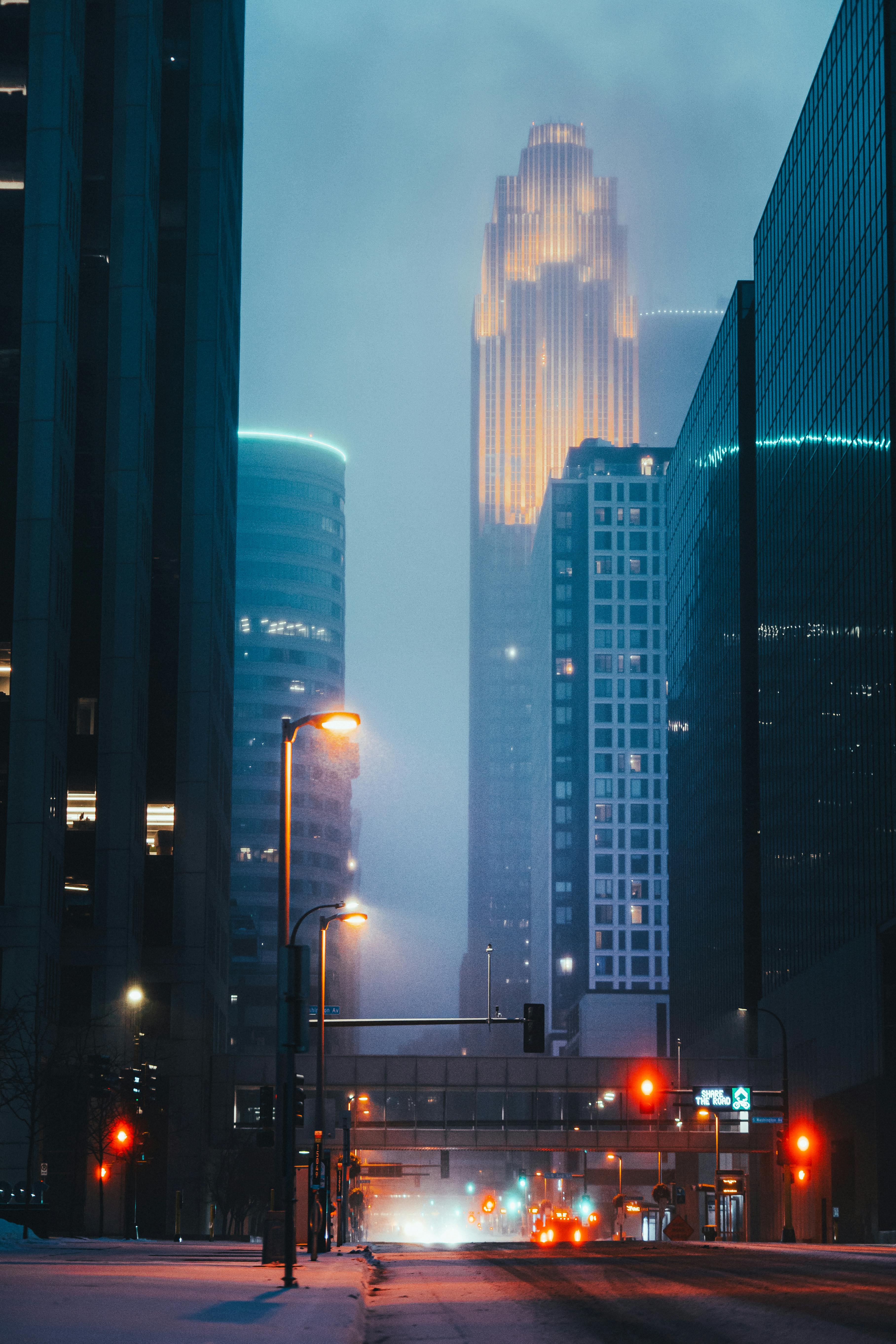 Lighted High-rise Buildings · Free Stock Photo