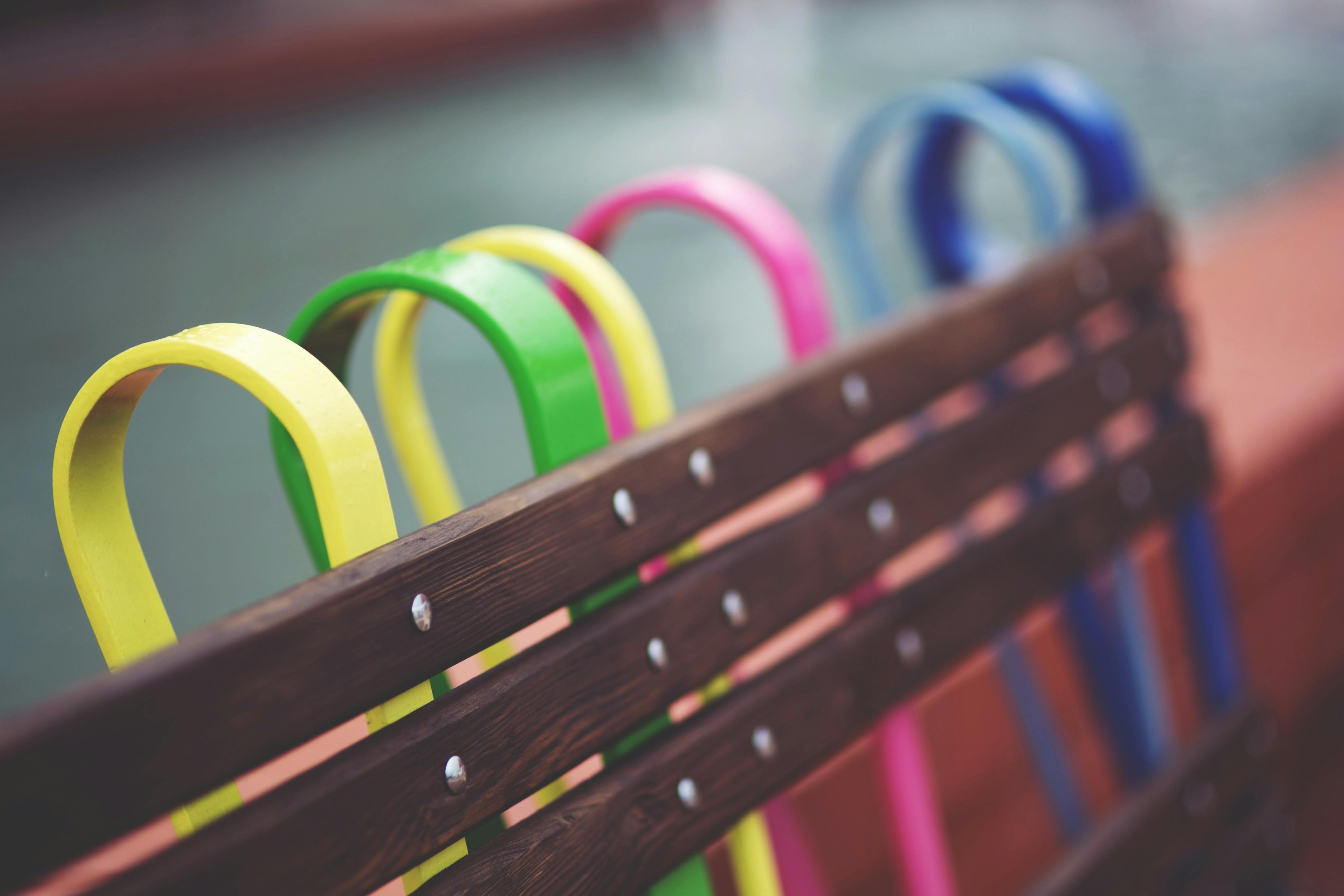 Detail of colorful design bench · Free Stock Photo
