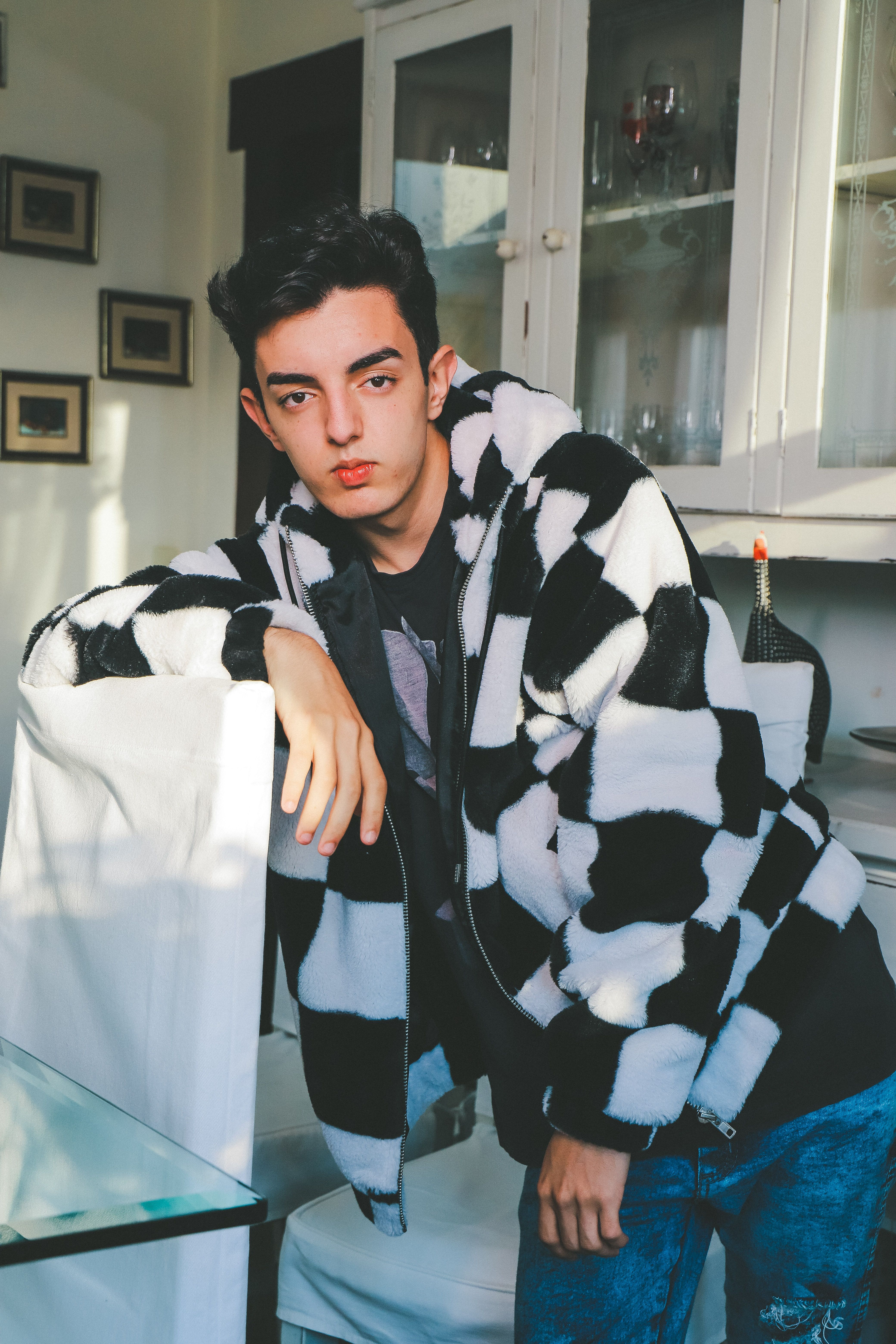 Man in Black and White Checkered Jacket · Free Stock Photo