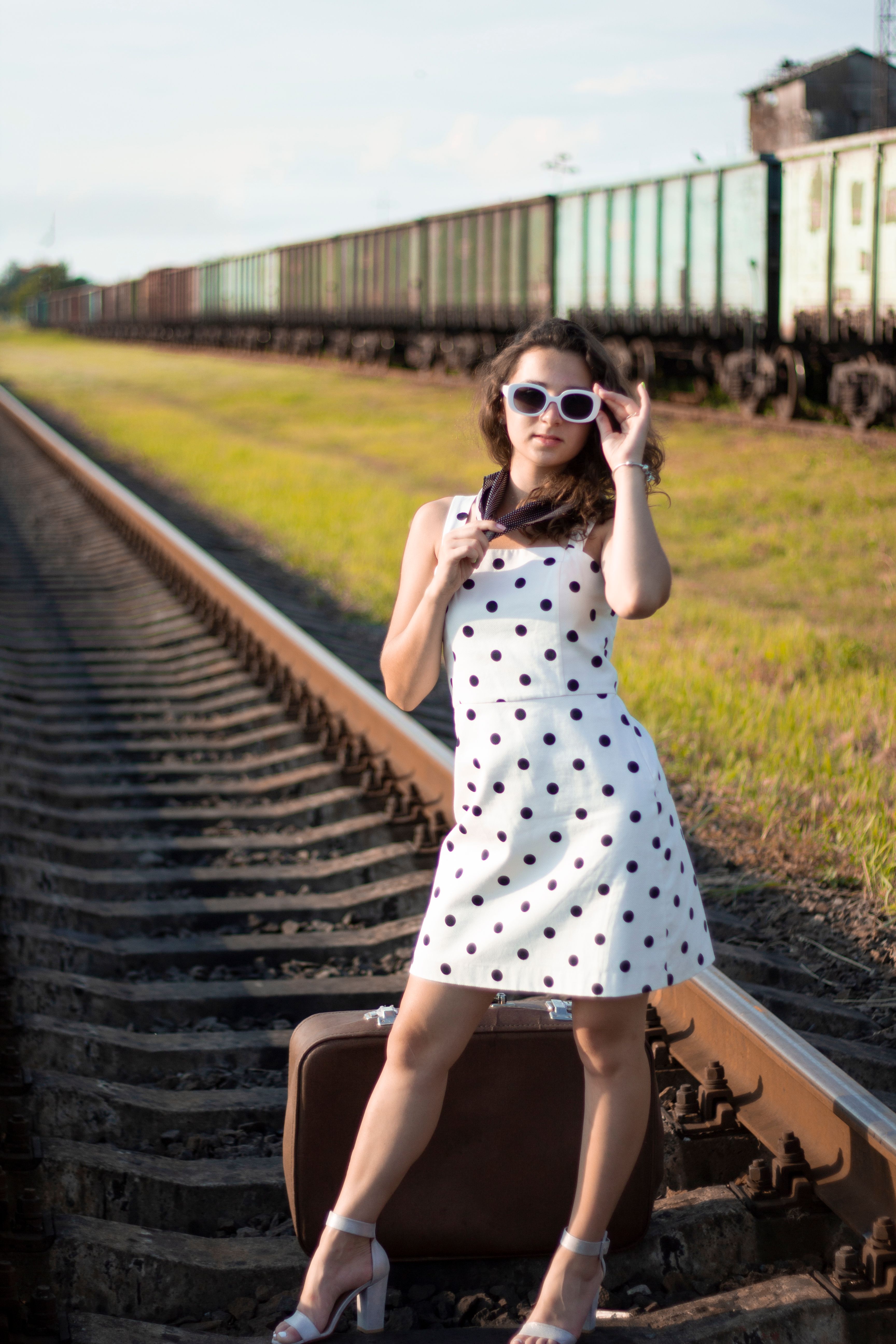 Fashion Model by Railway Tracks · Free Stock Photo
