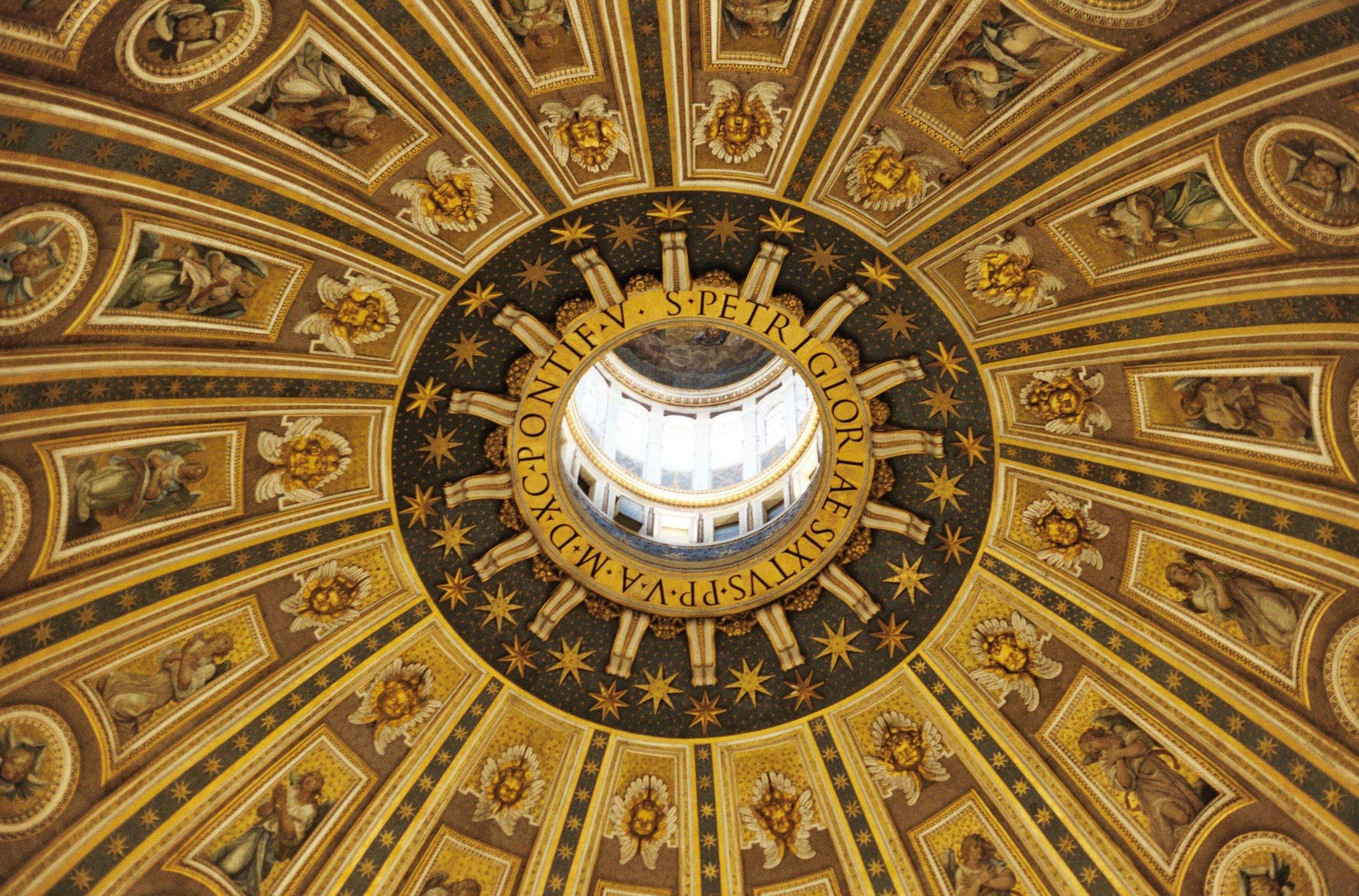 Gold Interior Design on Ceiling of St Peters Basilica · Free Stock Photo
