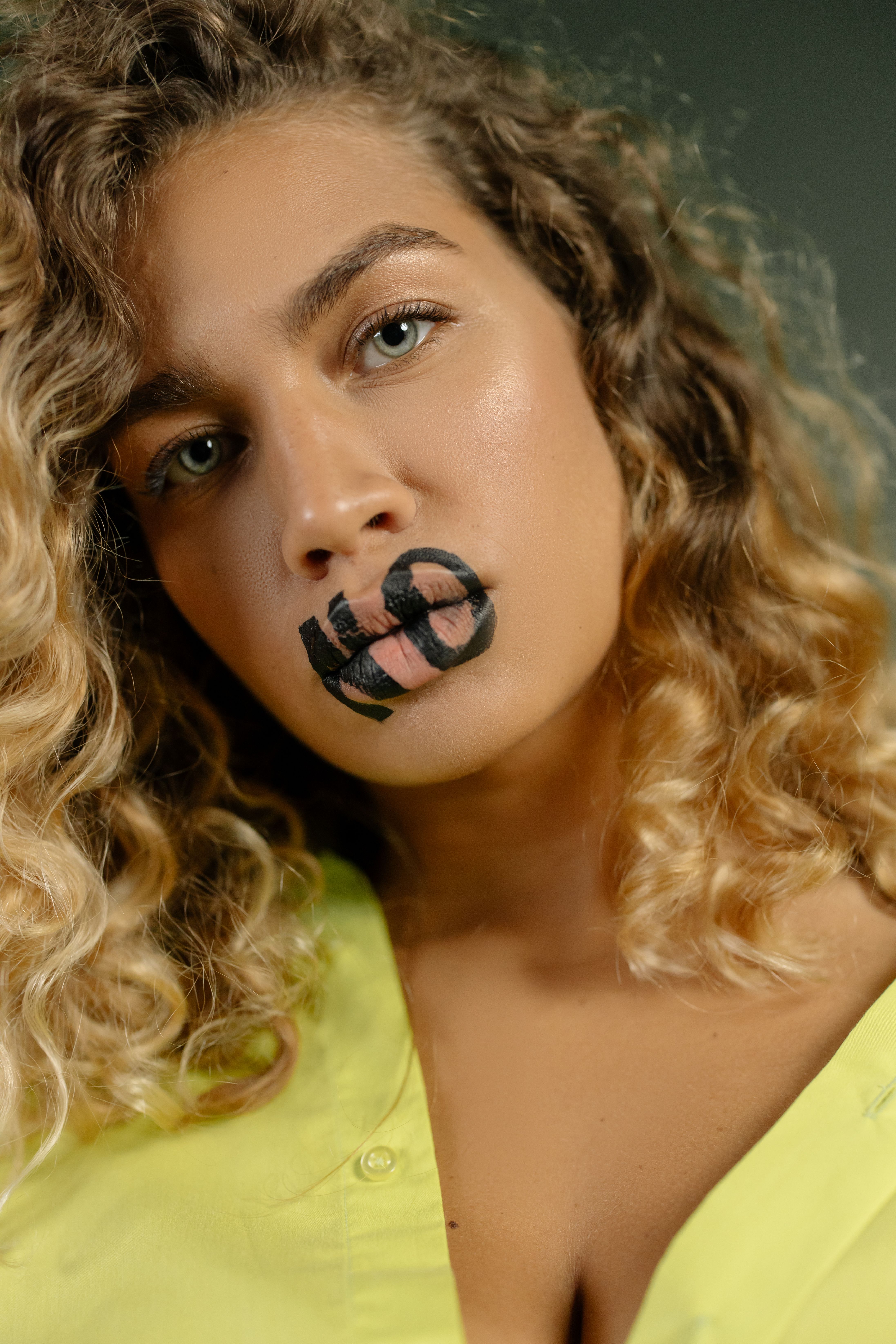 A Woman Lips Painted with a Word · Free Stock Photo
