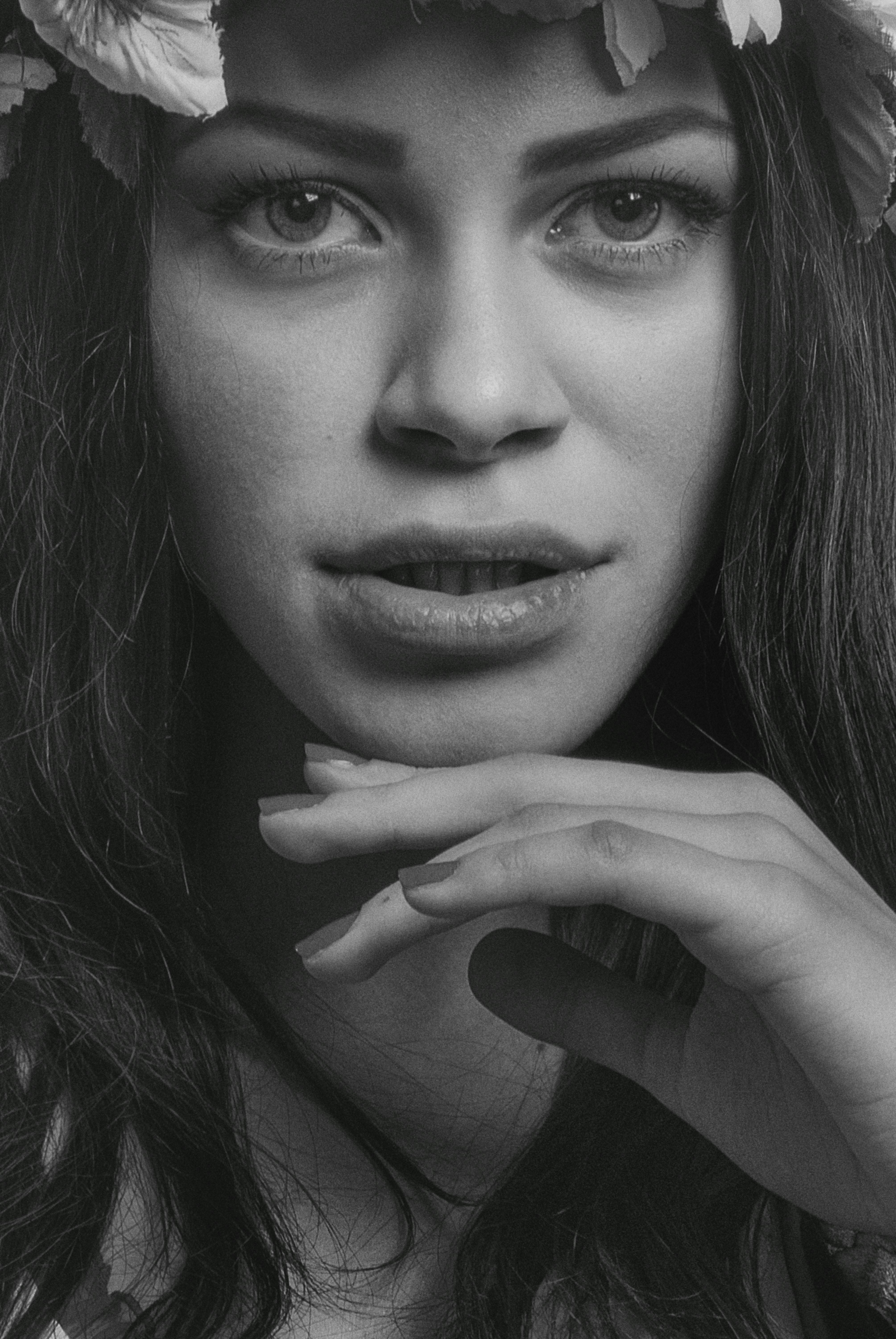 A Grayscale Portrait of a Beautiful Woman · Free Stock Photo