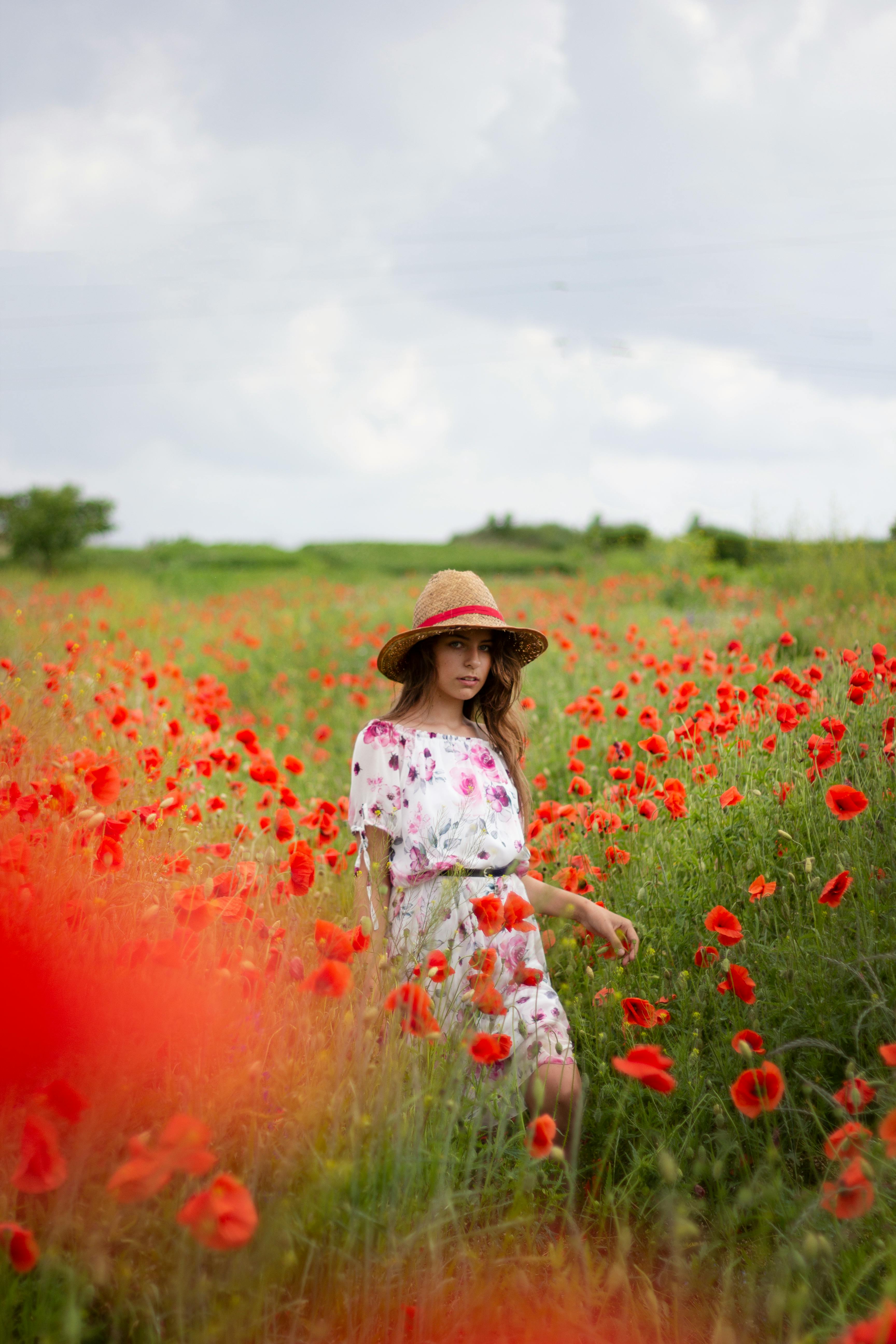 A Woman in a Flower Field · Free Stock Photo