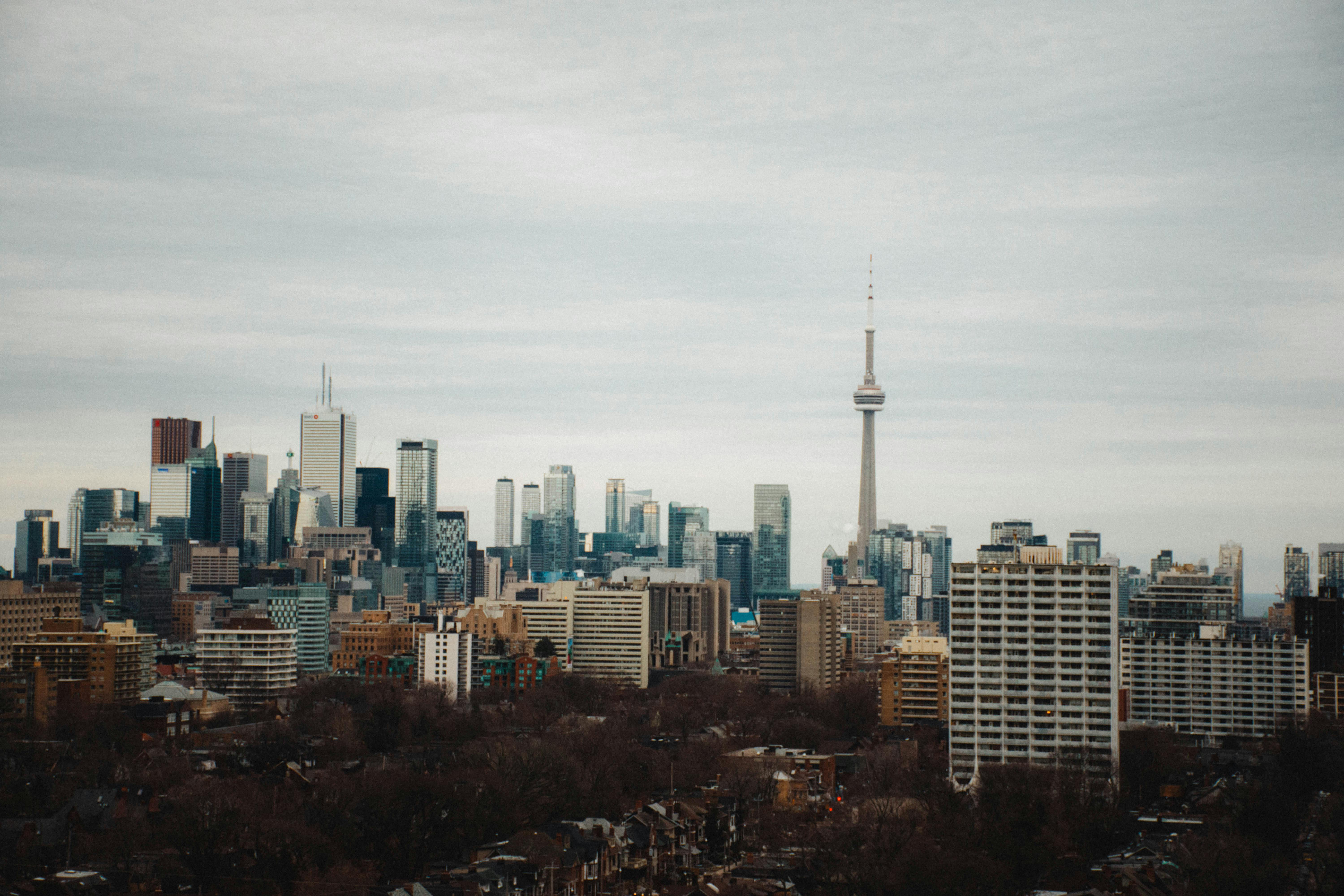 Skyscrapers Towering over Road and Train · Free Stock Photo