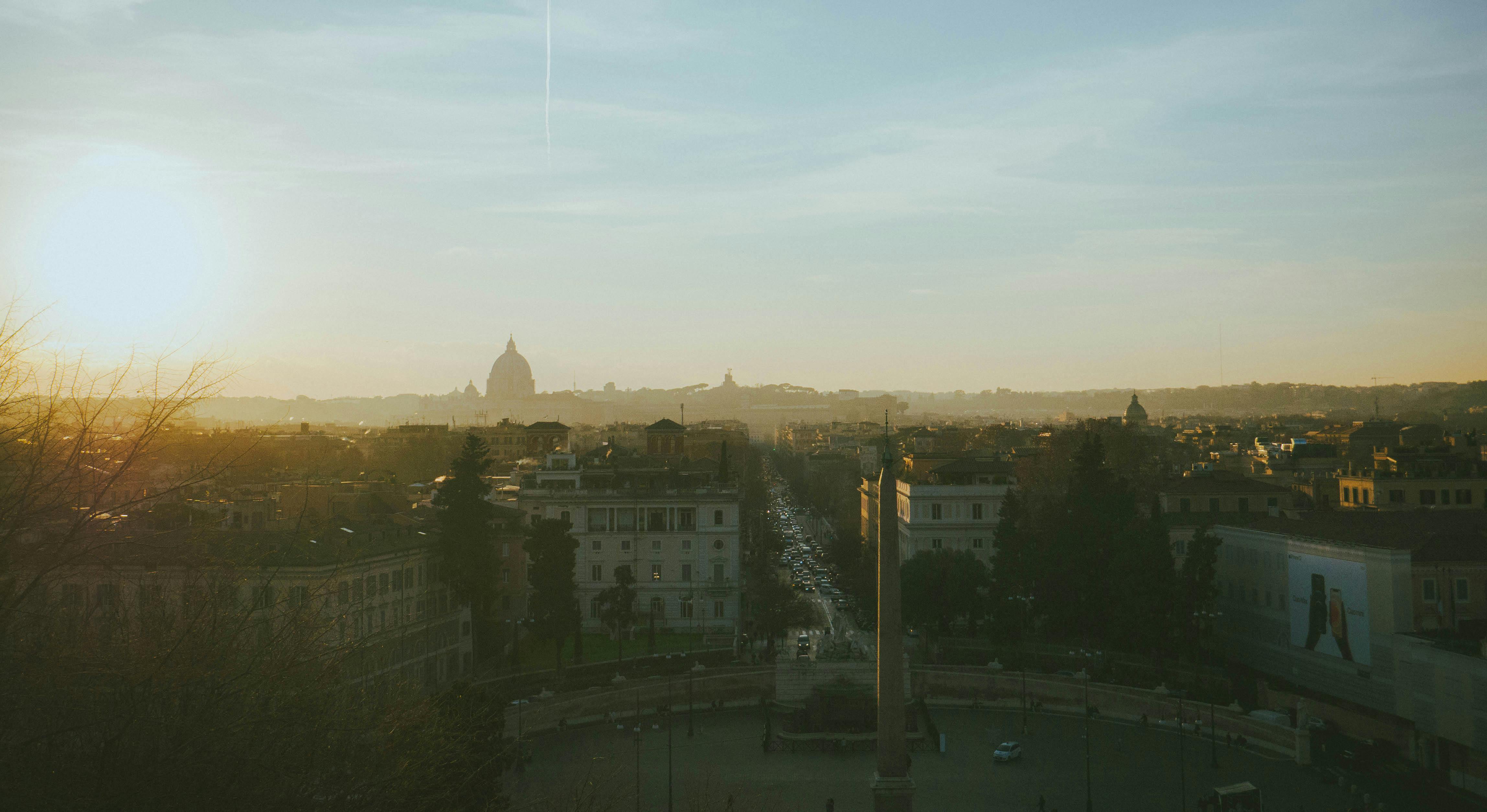 Drone Shot of a City during Sunset · Free Stock Photo