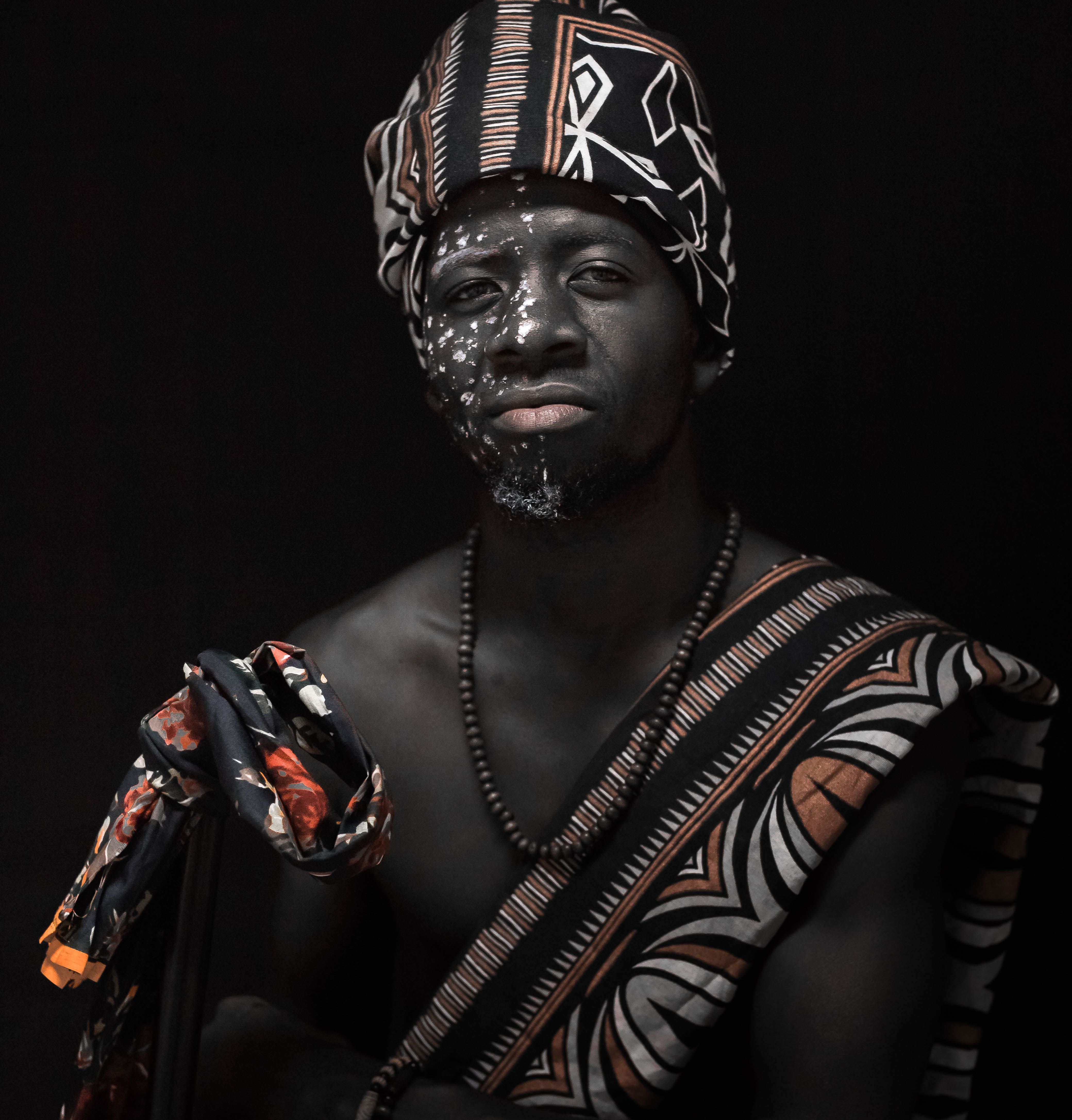 Studio Shoot of a Man in Tribal Costume · Free Stock Photo