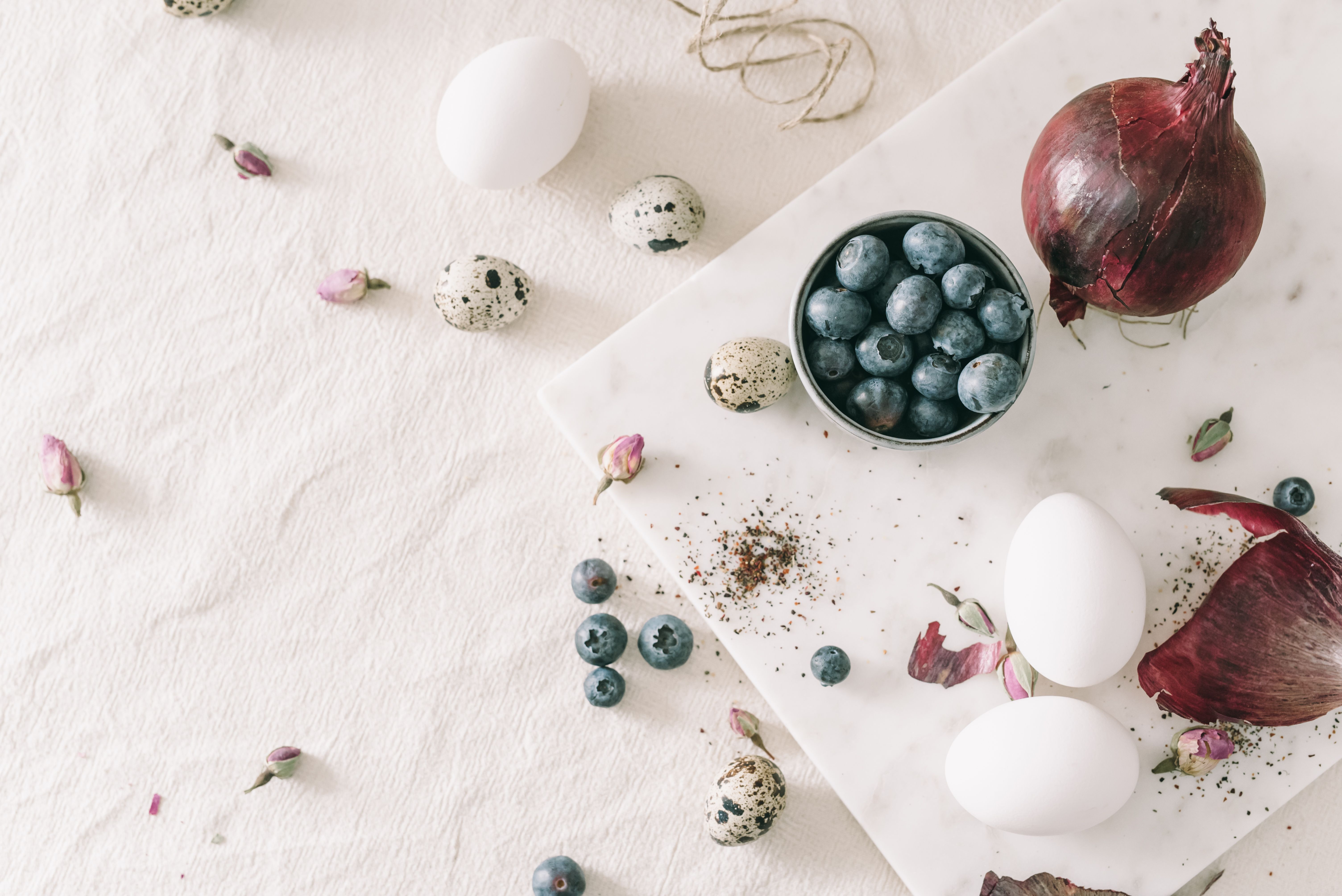 Top View of Berries and Quail Eggs · Free Stock Photo