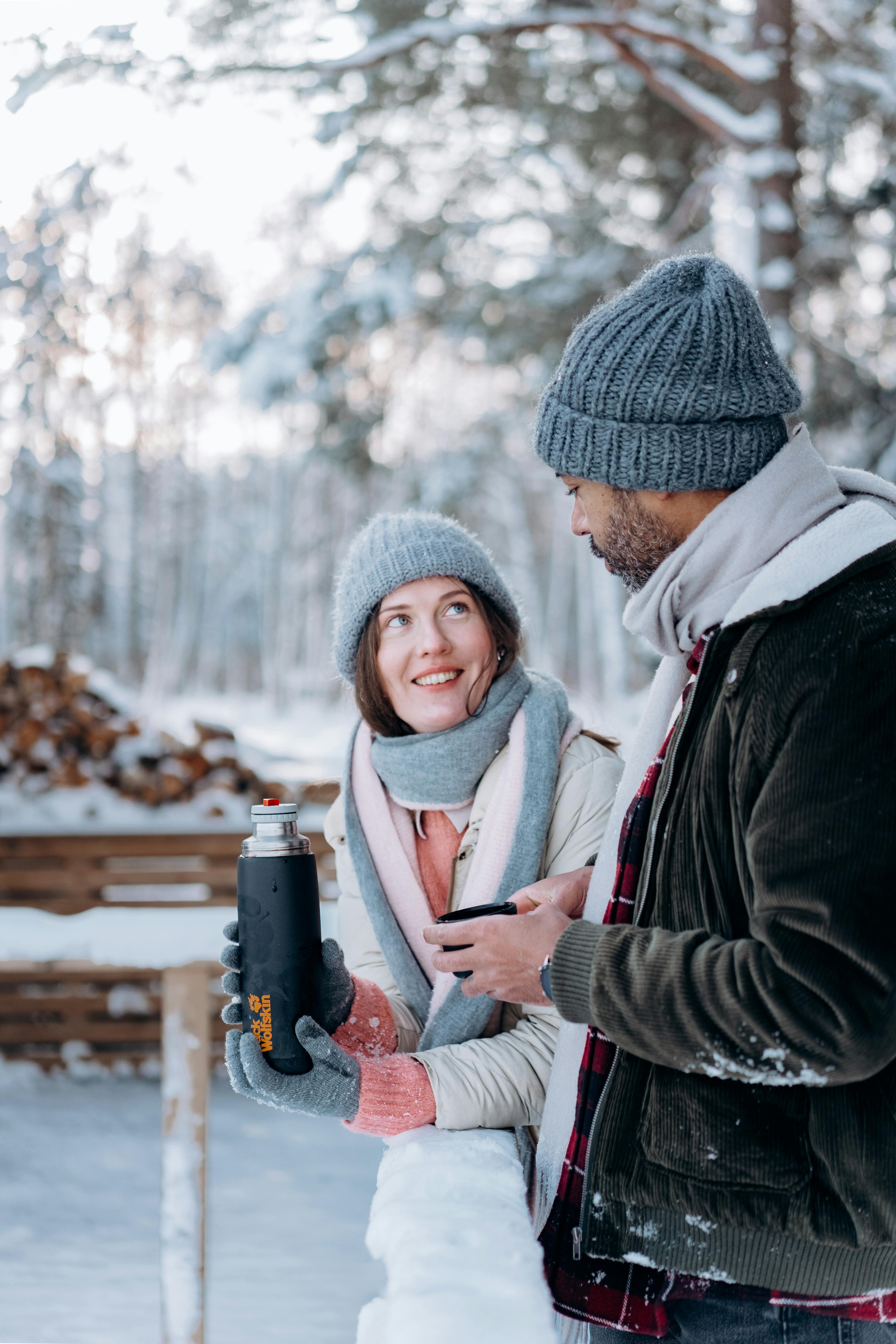 Full Length of Happy Friends in Snow on Field · Free Stock Photo