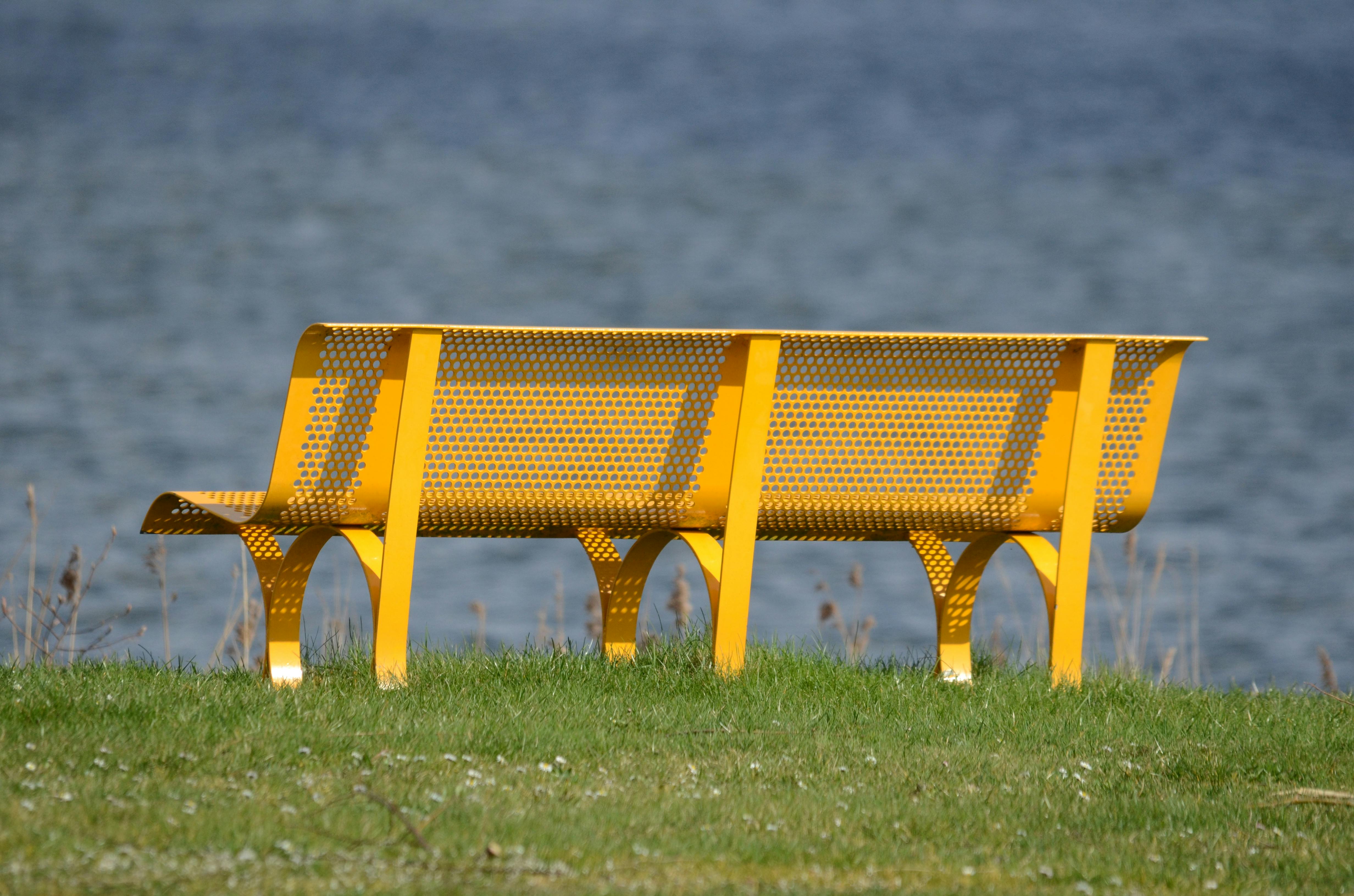 Back View of Yellow Bench near Water · Free Stock Photo