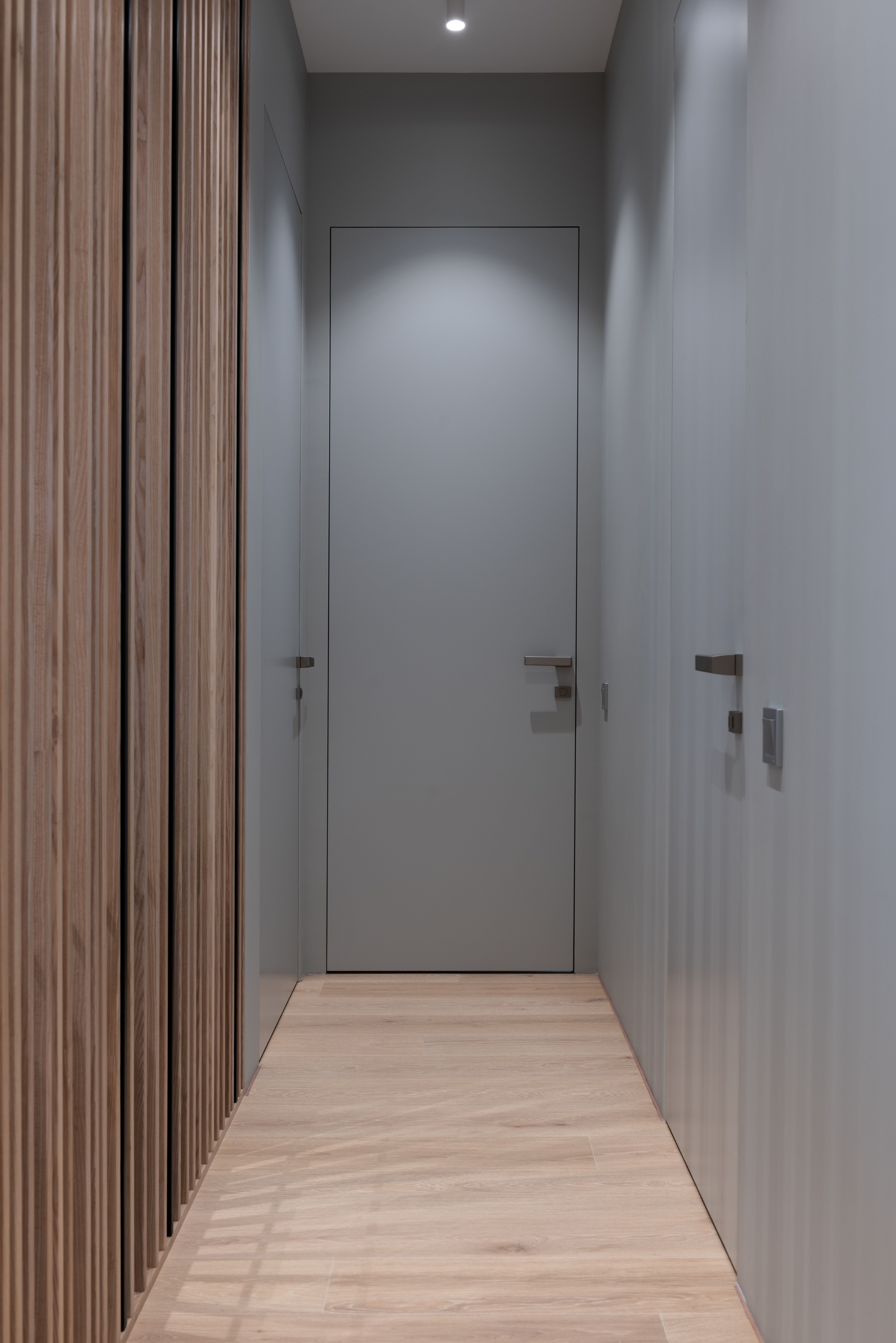 Hallway interior with pouf near doors · Free Stock Photo
