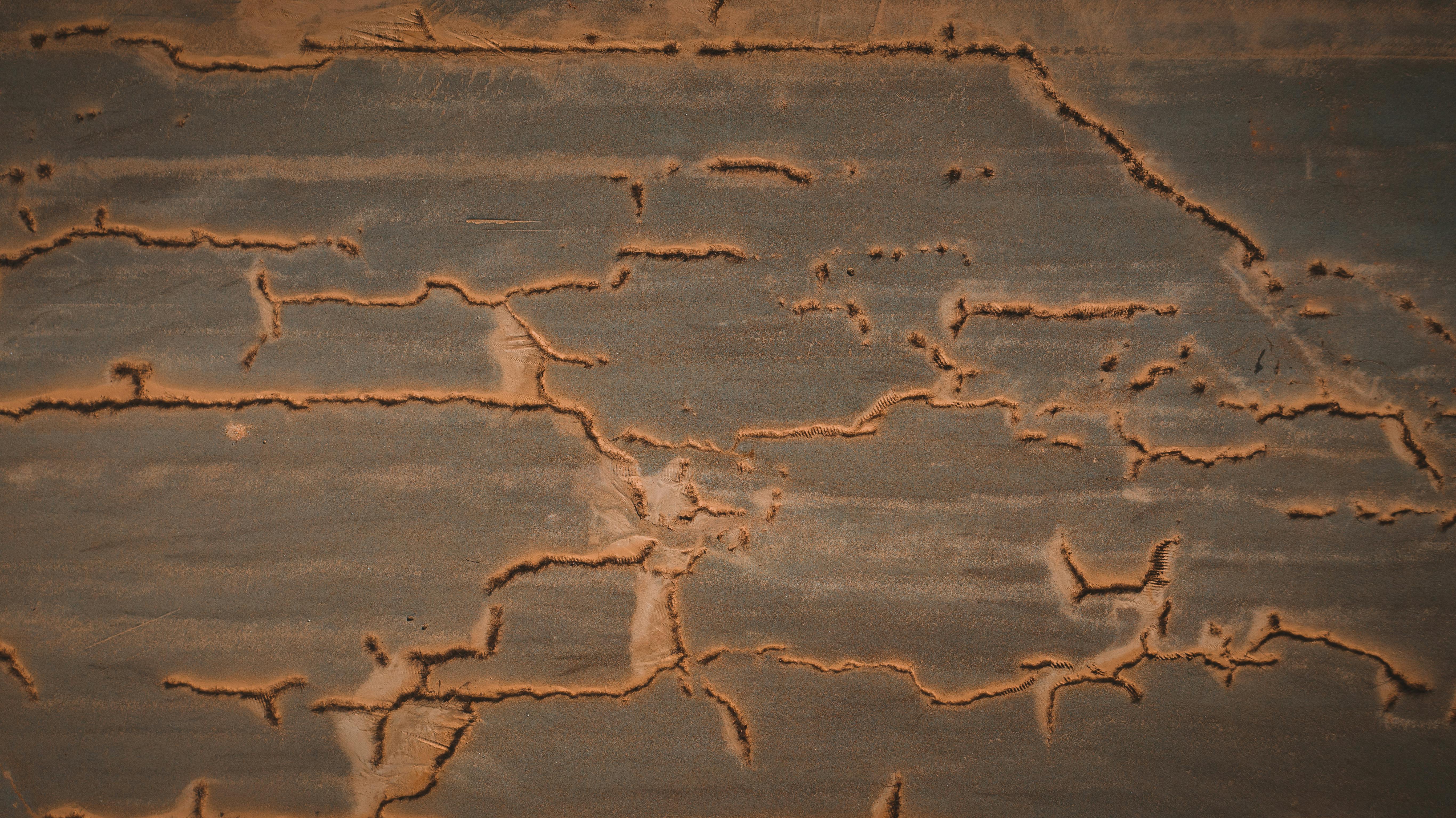 Dry cracked ground texture with holes · Free Stock Photo