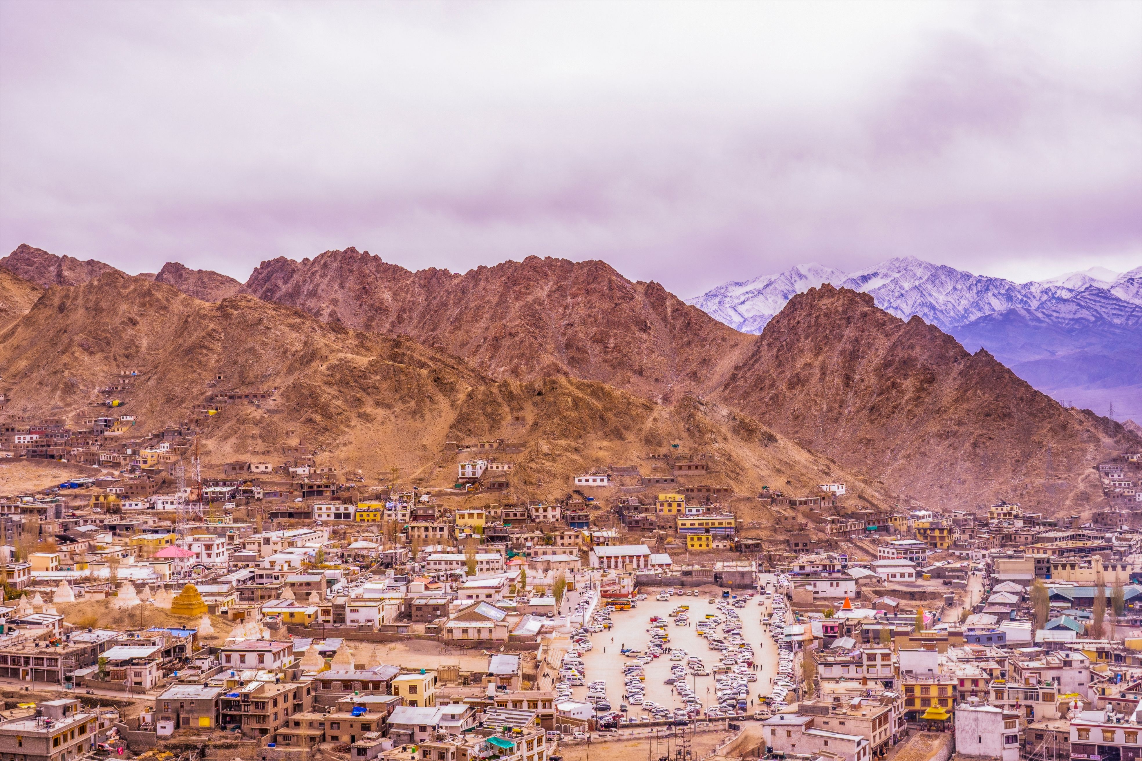 Landscape with Town and Mountains · Free Stock Photo