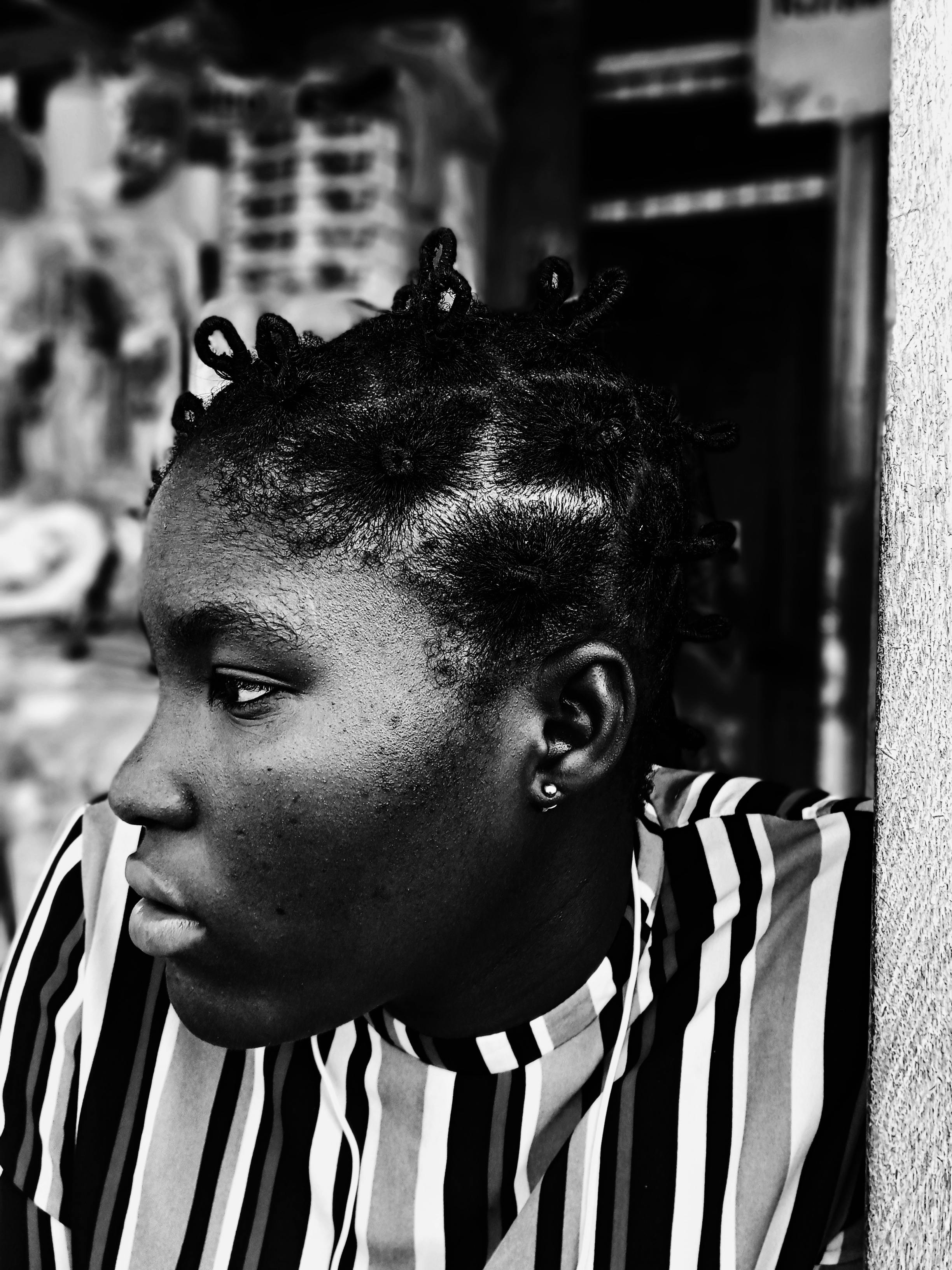 Black and White Side Portrait of a Young Woman · Free Stock Photo