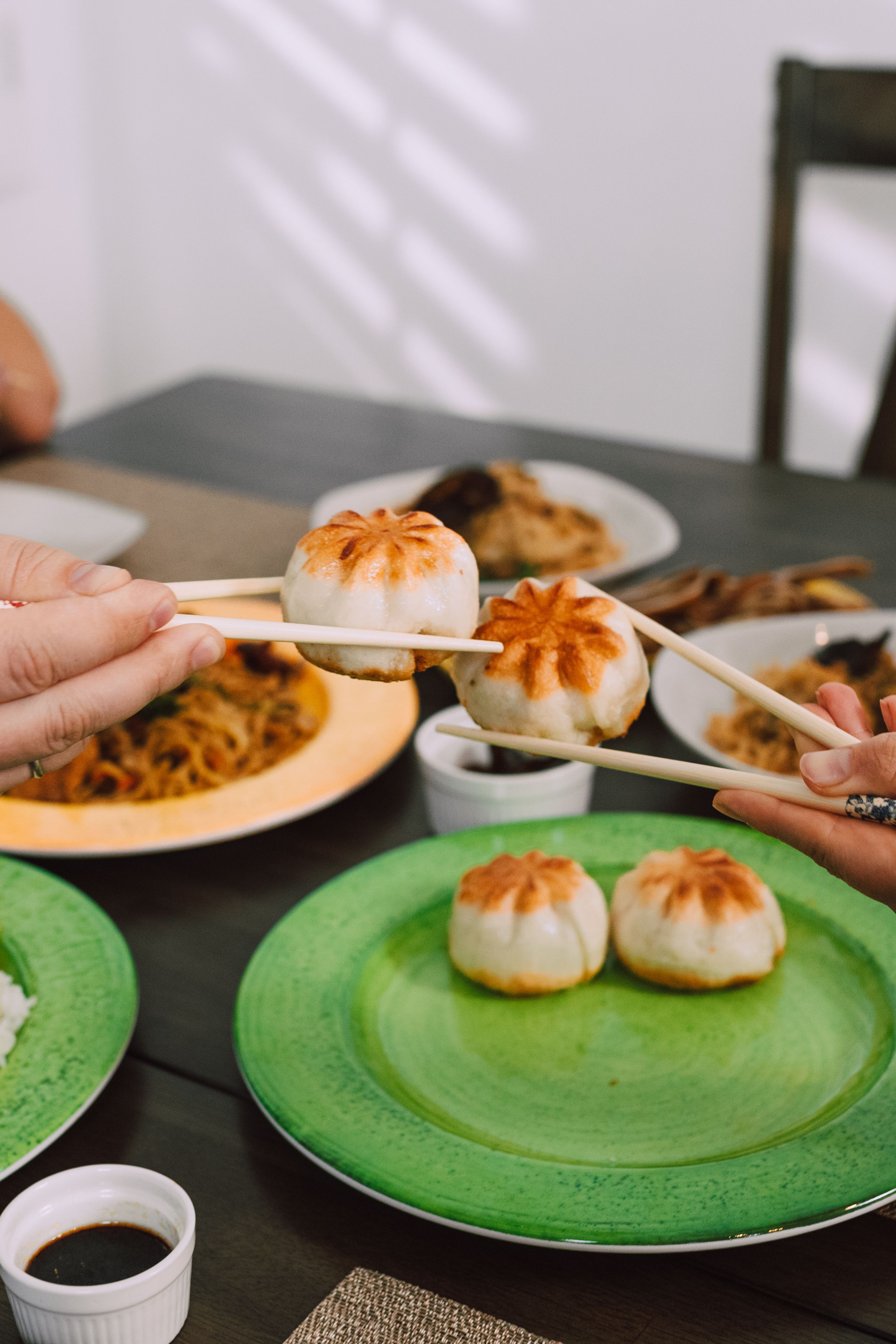 A Stack of Dumplings on Red Tray · Free Stock Photo