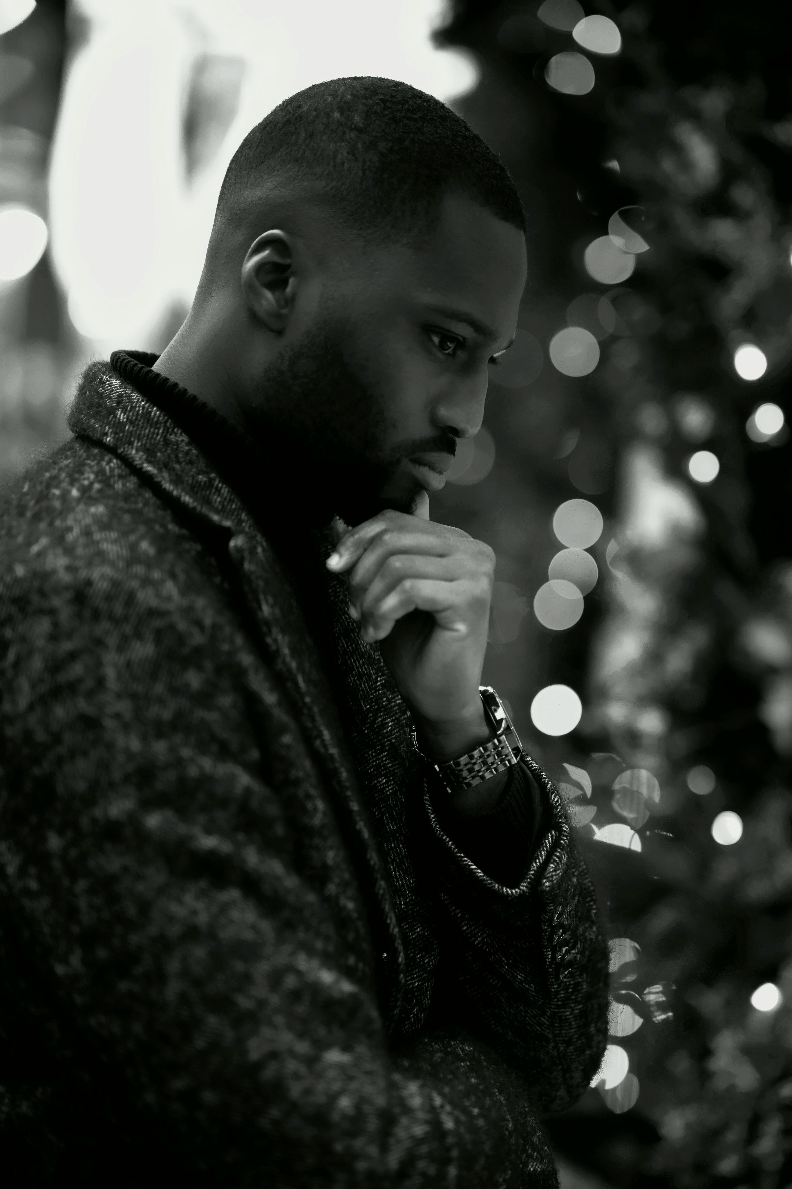 Man Thinking Side View Black And White Photos, Download The BEST Free ...