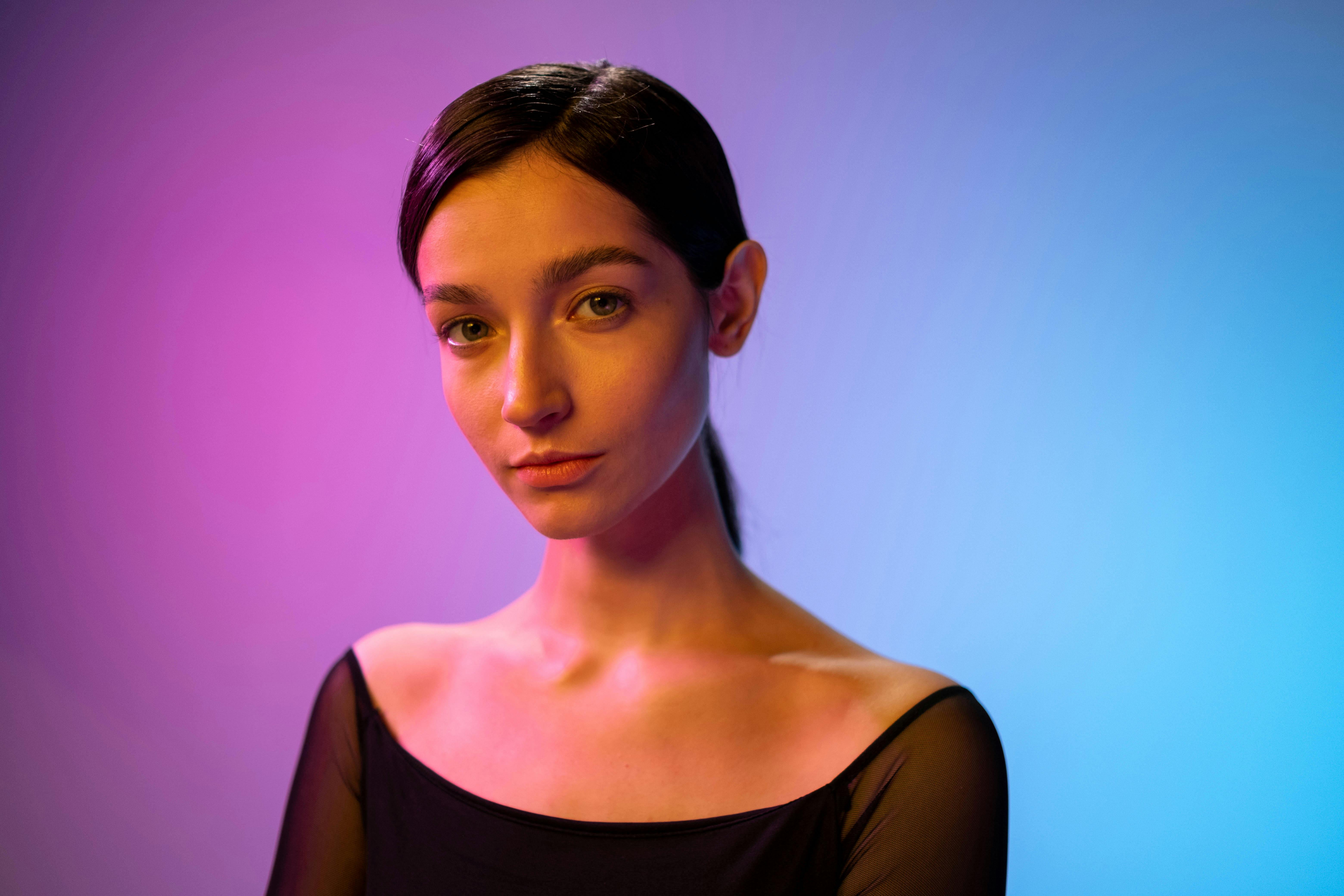 Woman in Red Swimwear Standing Behind A Red Sheer Curtain Fabric · Free ...