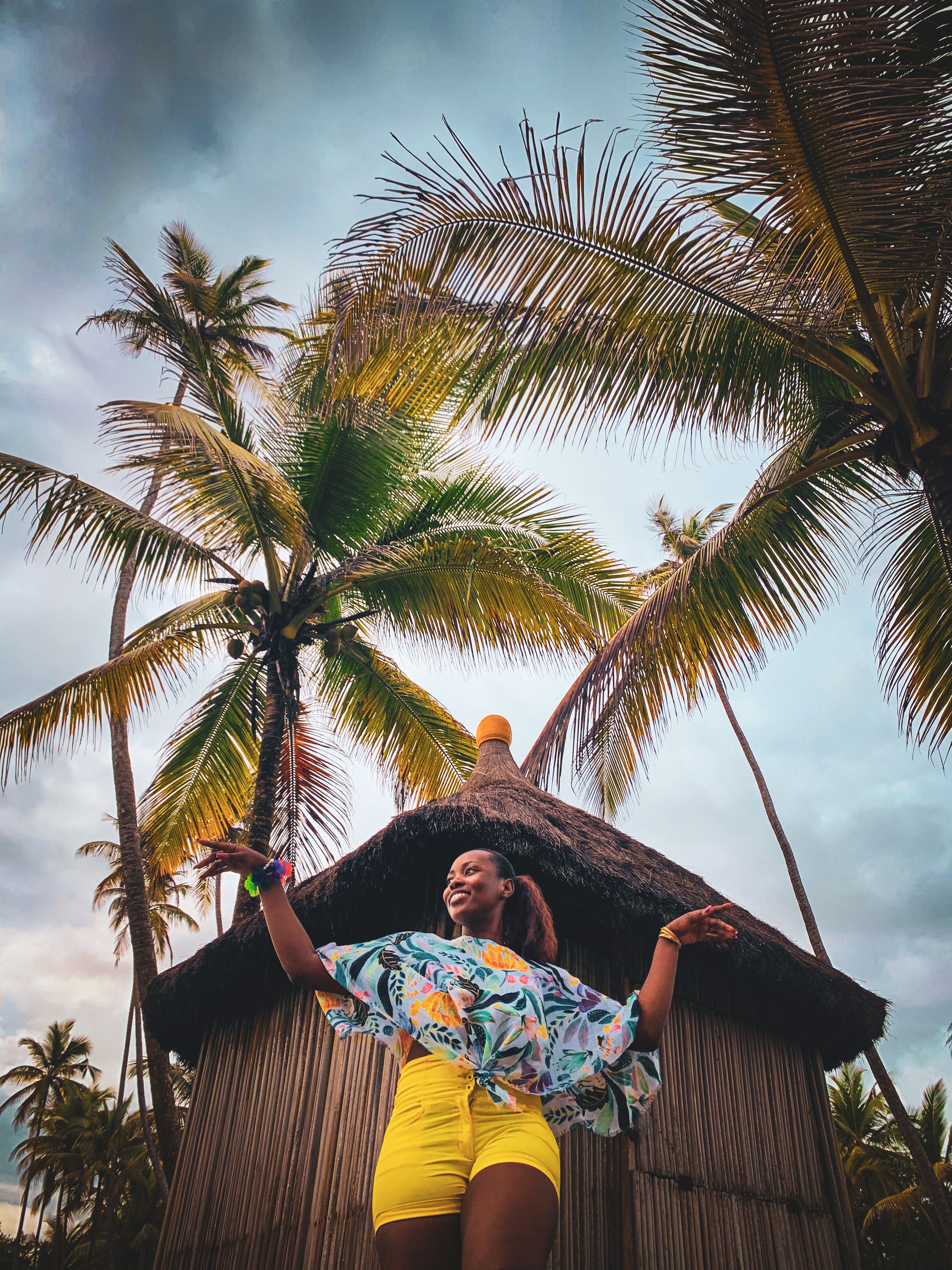 Nipa Hut Beside Green Palm Trees · Free Stock Photo