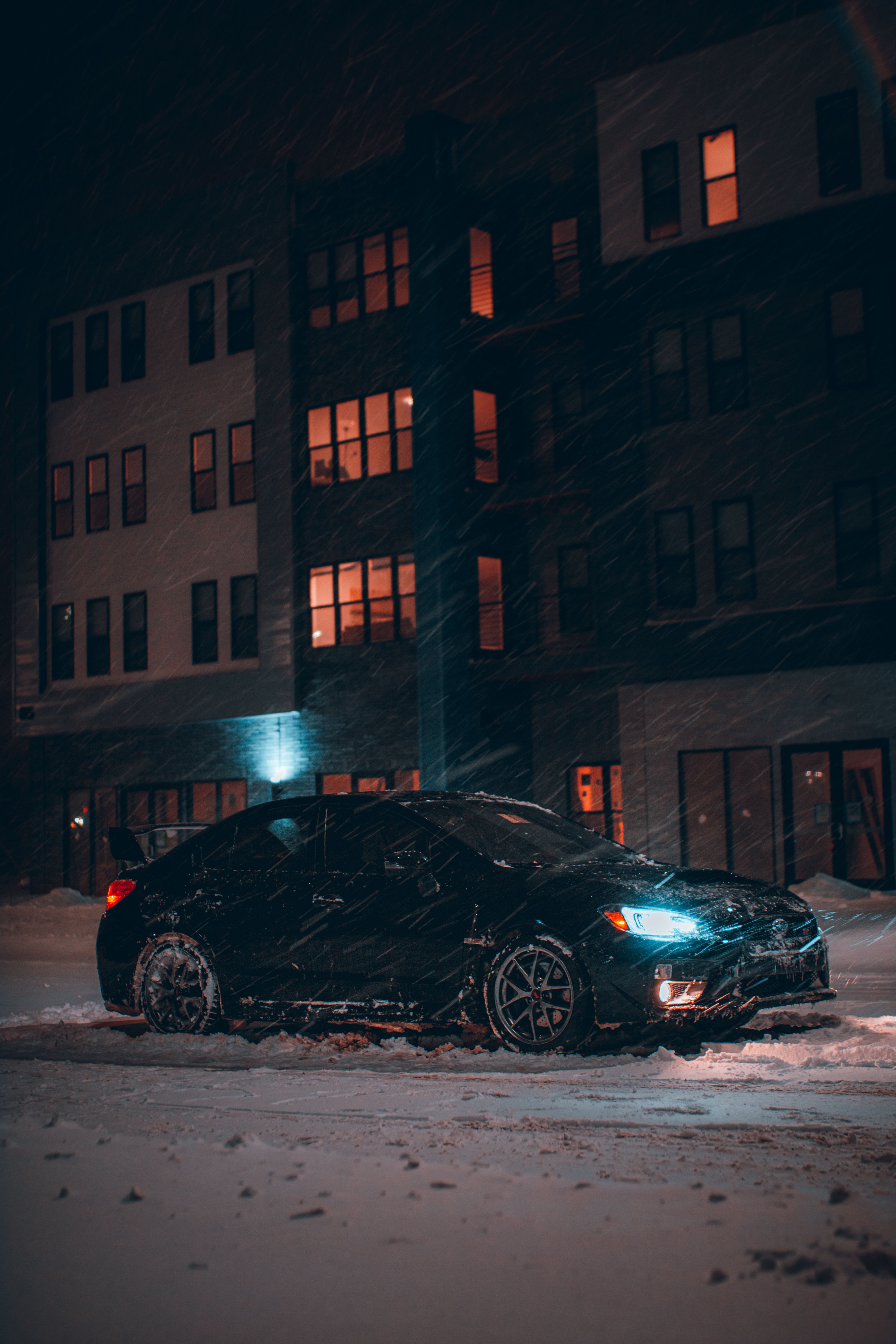 Old Car Driving at Night in Winter · Free Stock Photo